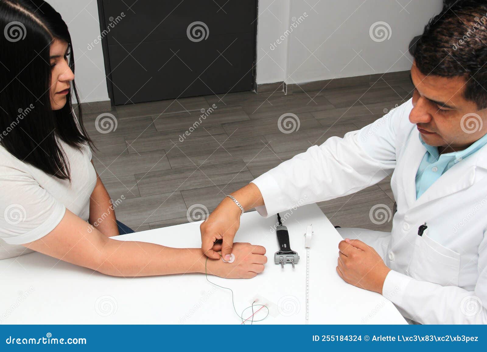 Latin Doctor Specialist Neurologist Performs a Study of Evoked ...