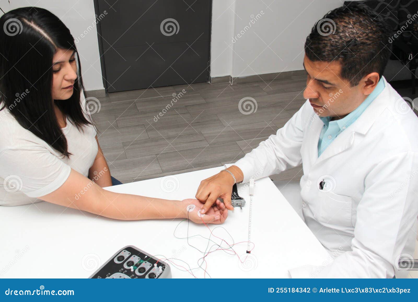 Latin Doctor Specialist Neurologist Performs a Study of Evoked ...