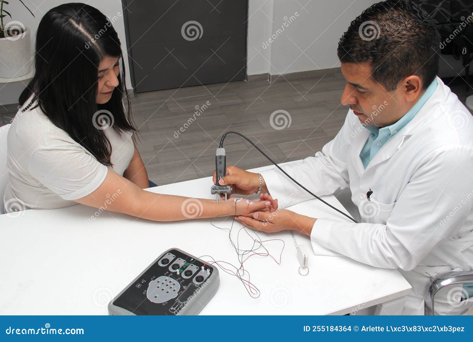 Latin Doctor Specialist Neurologist Performs a Study of Evoked ...