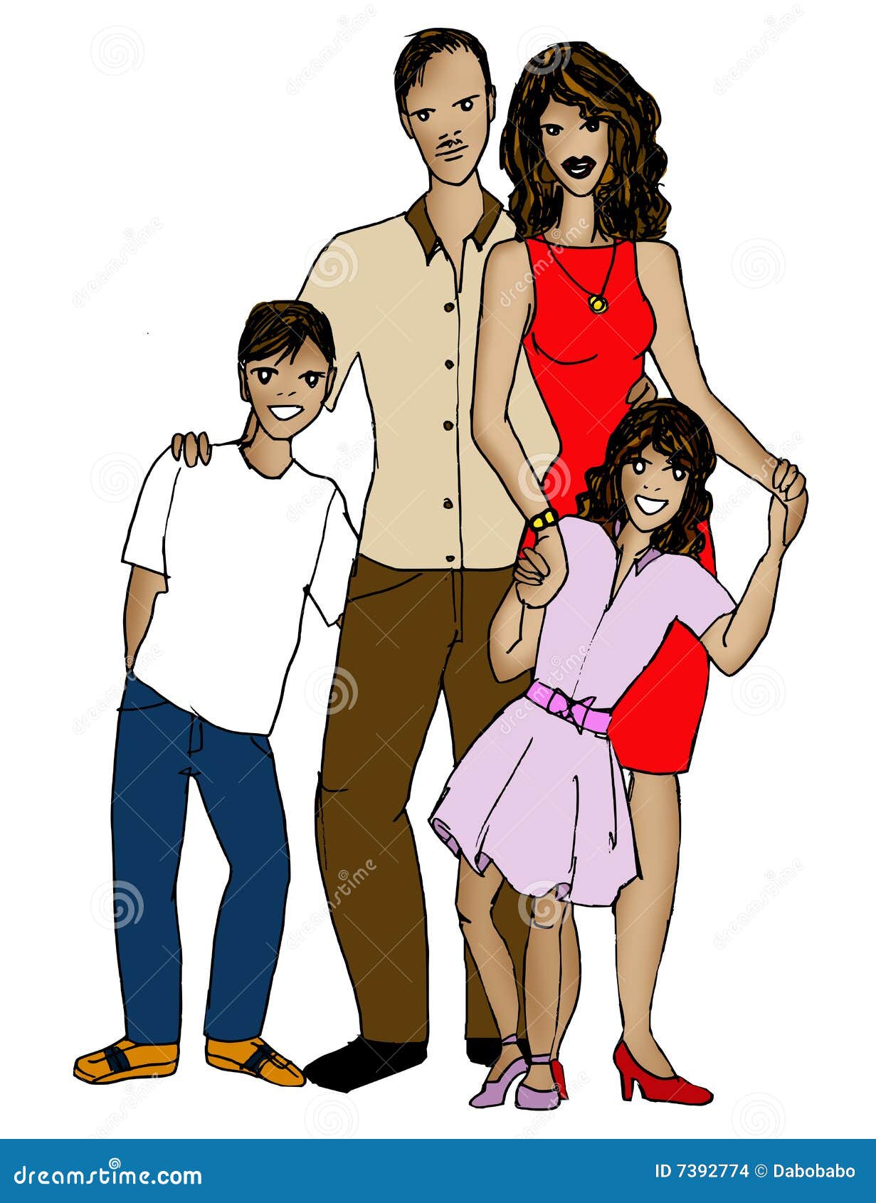 Latin family stock illustration. Illustration of ethnicity - 7392774