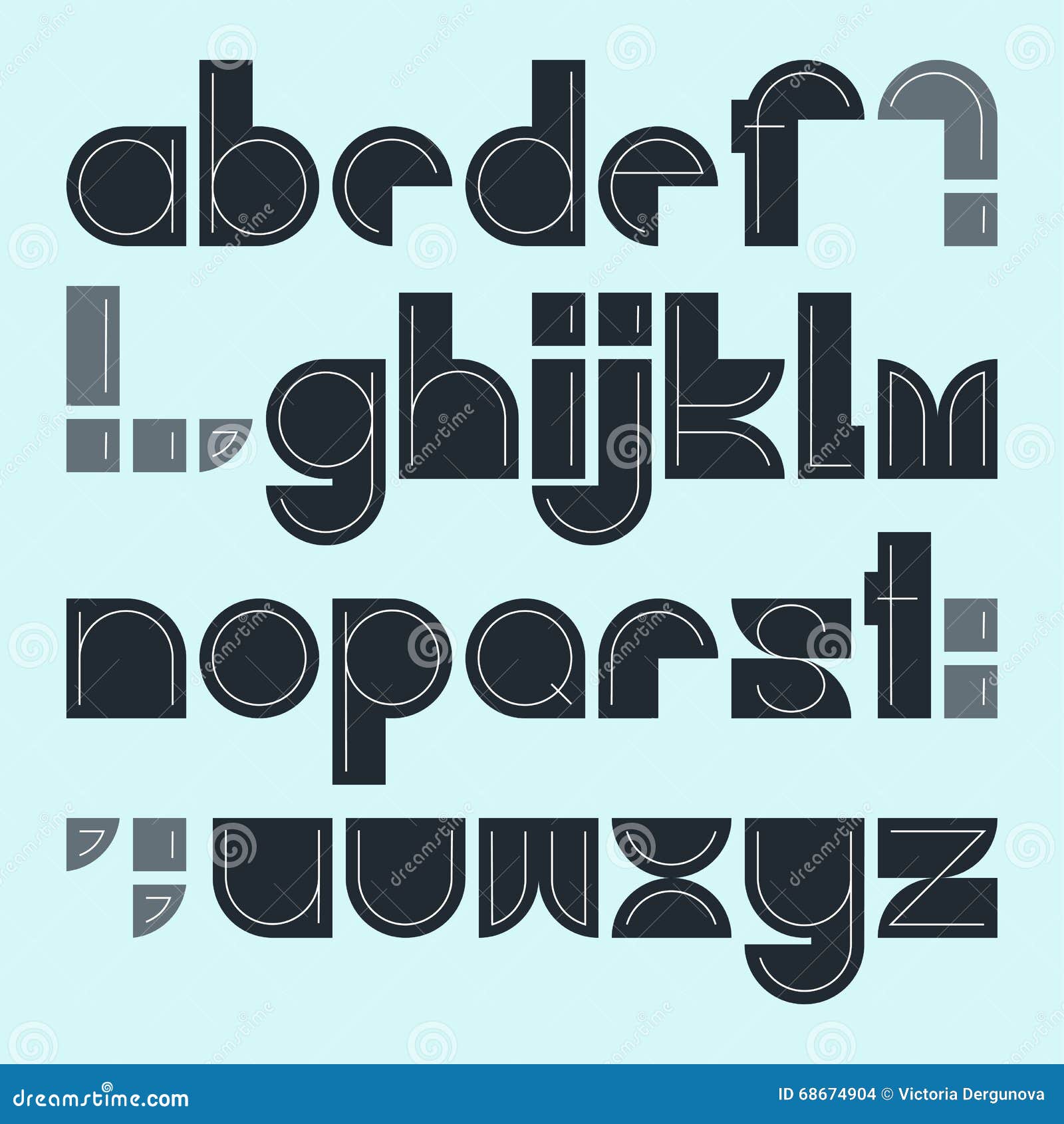 Latin Geometric Grey Font with White Inside Path Stock Vector ...