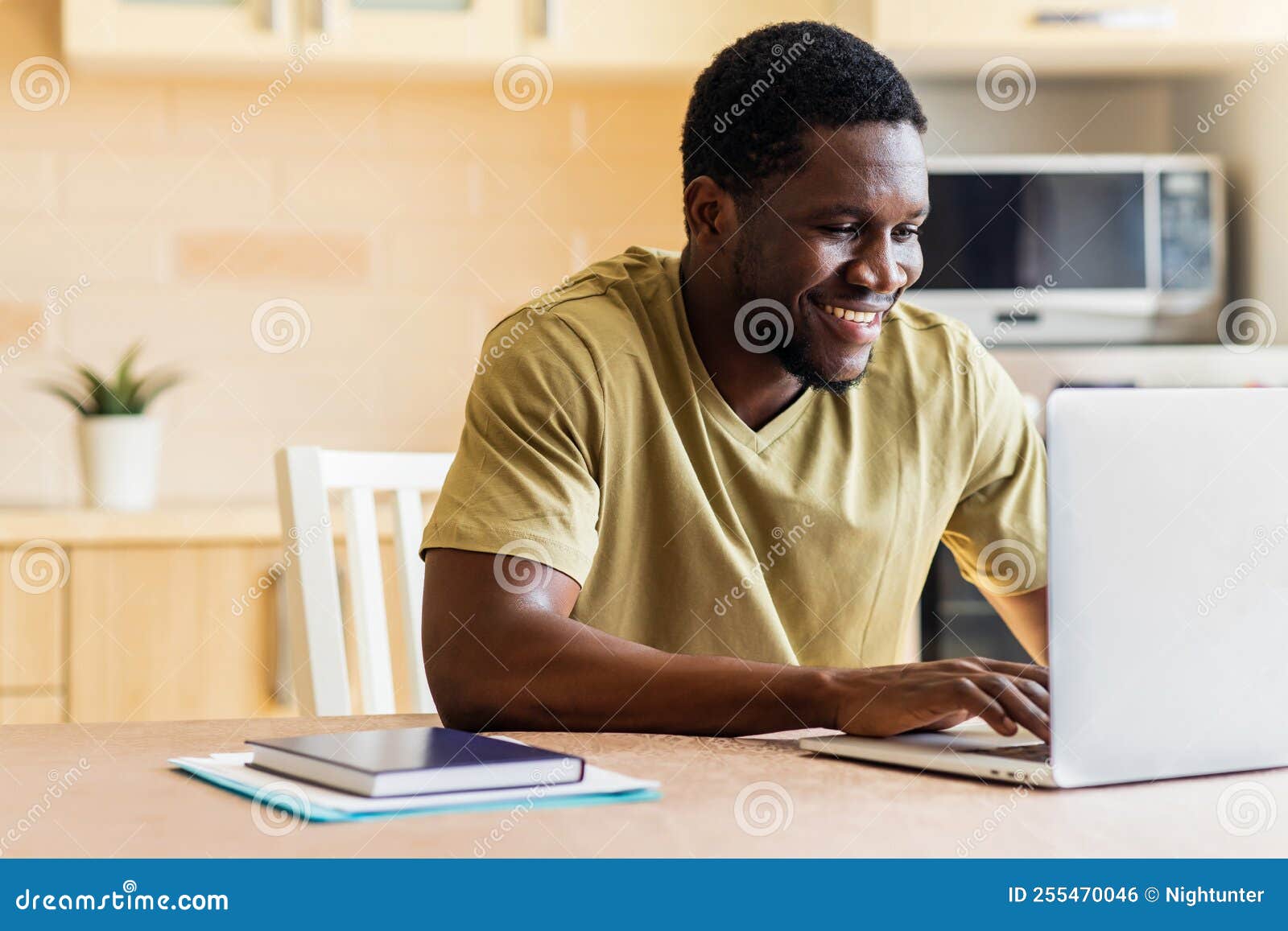 Latin Hispanic Man Freelancer Using Laptop Studying Online Working from ...