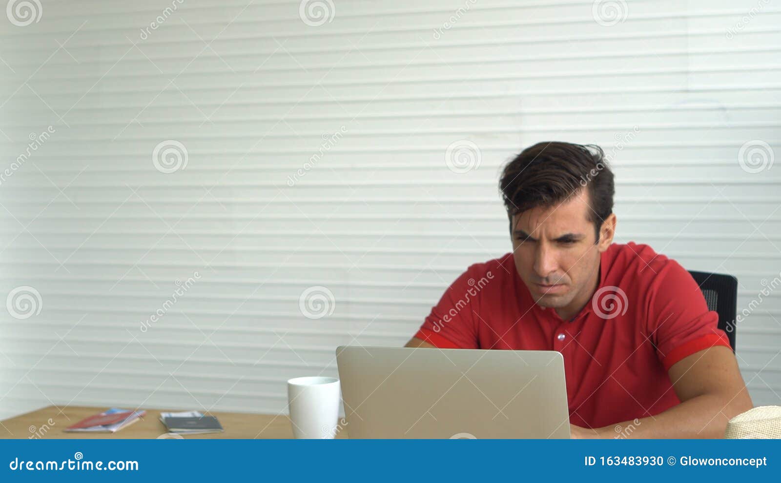Latin Hispanic Man Stress while Working through Computer Stock Photo ...
