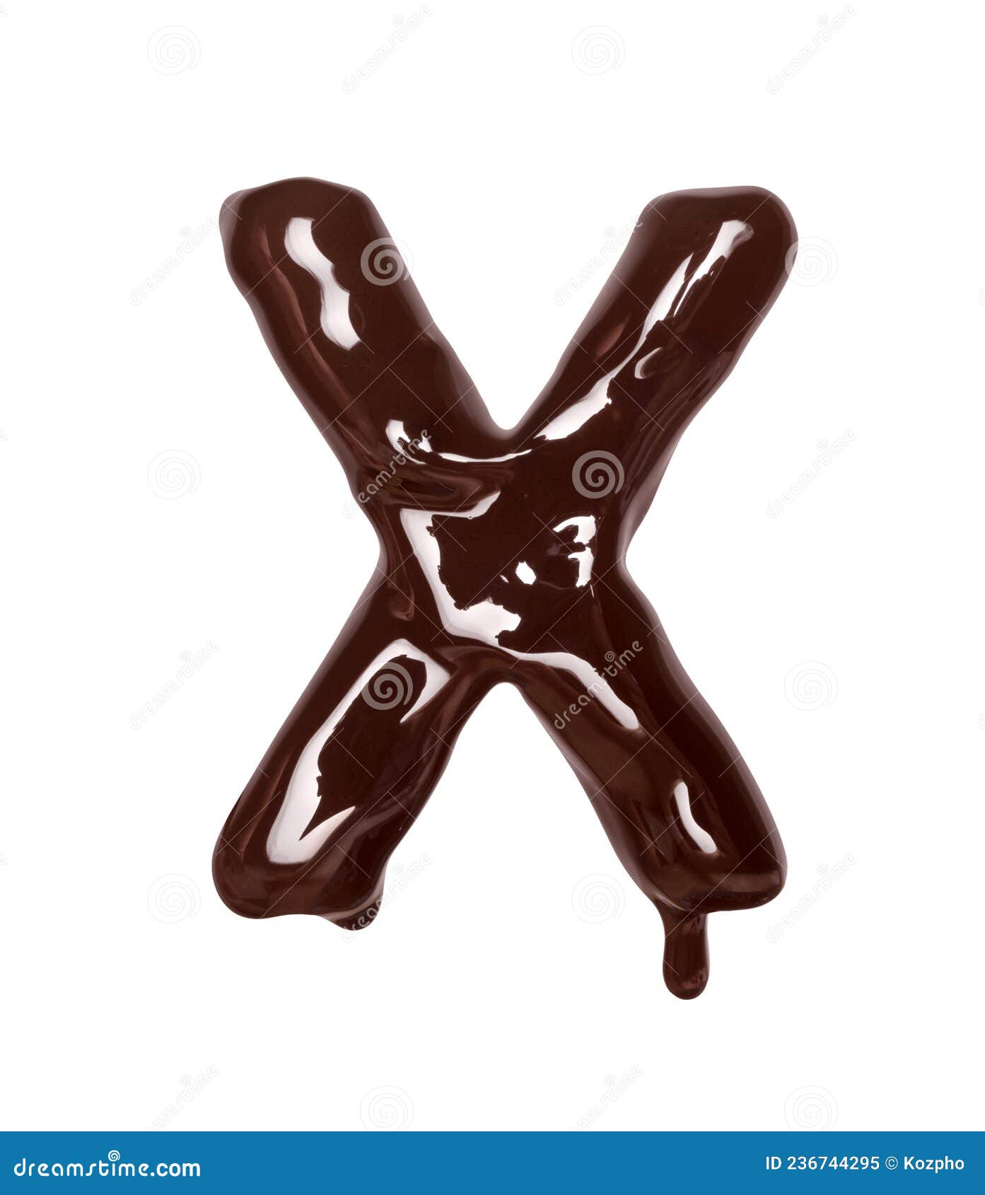 Latin Letter X with Drop is Made of Melted Chocolate, Isolated on White ...