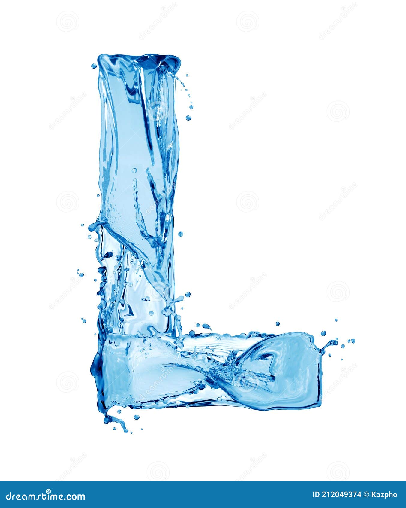 Latin Letter L Made of Water Splashes, Isolated on a White Background ...