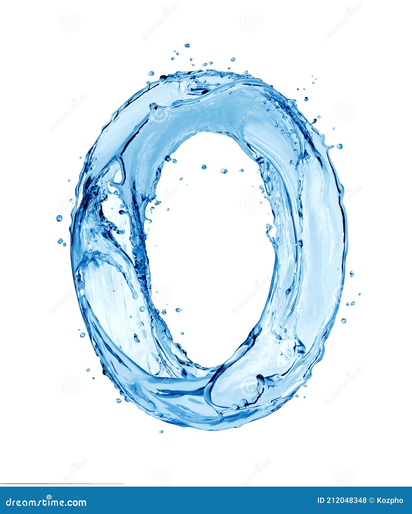 Latin Letter O Made of Water Splashes, Isolated on a White Background ...