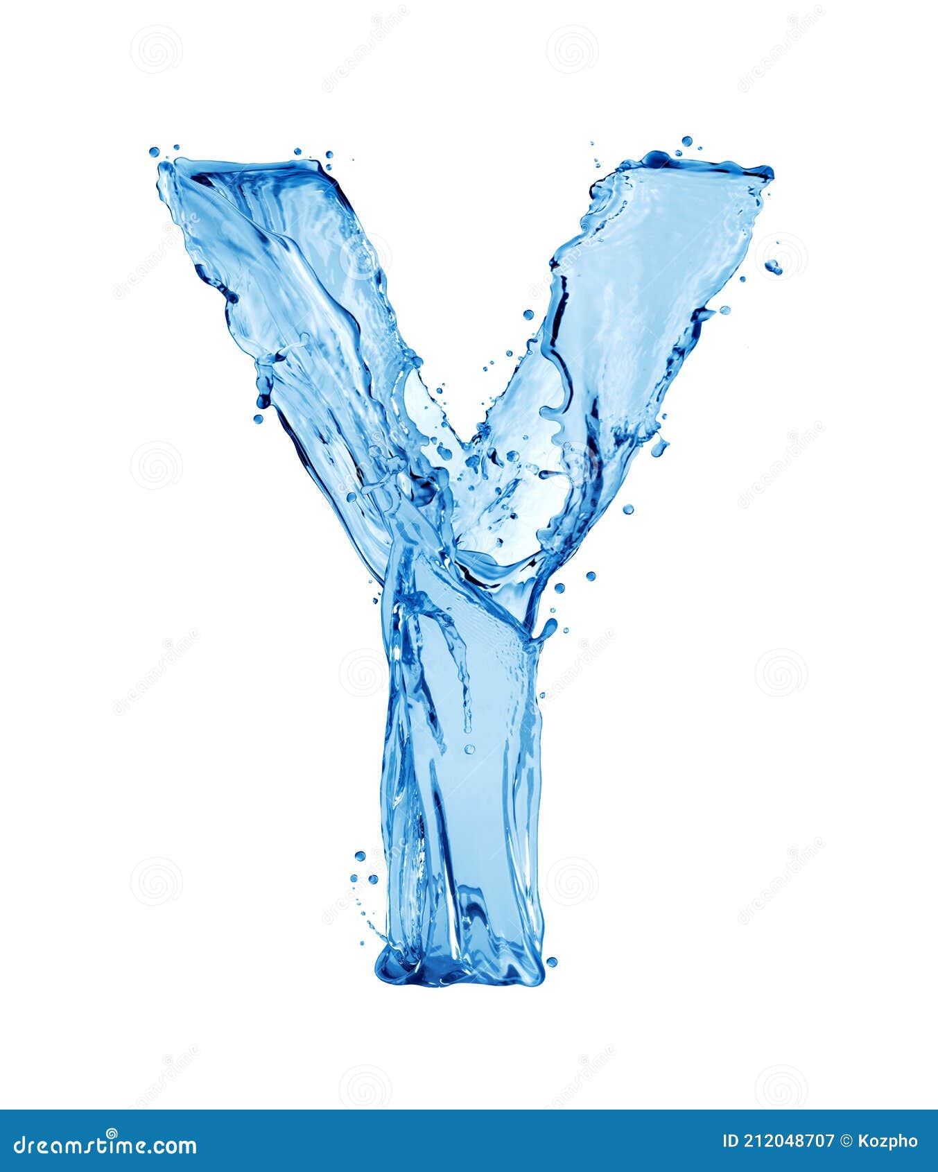 Latin Letter Y Made of Water Splashes, Isolated on a White Background ...