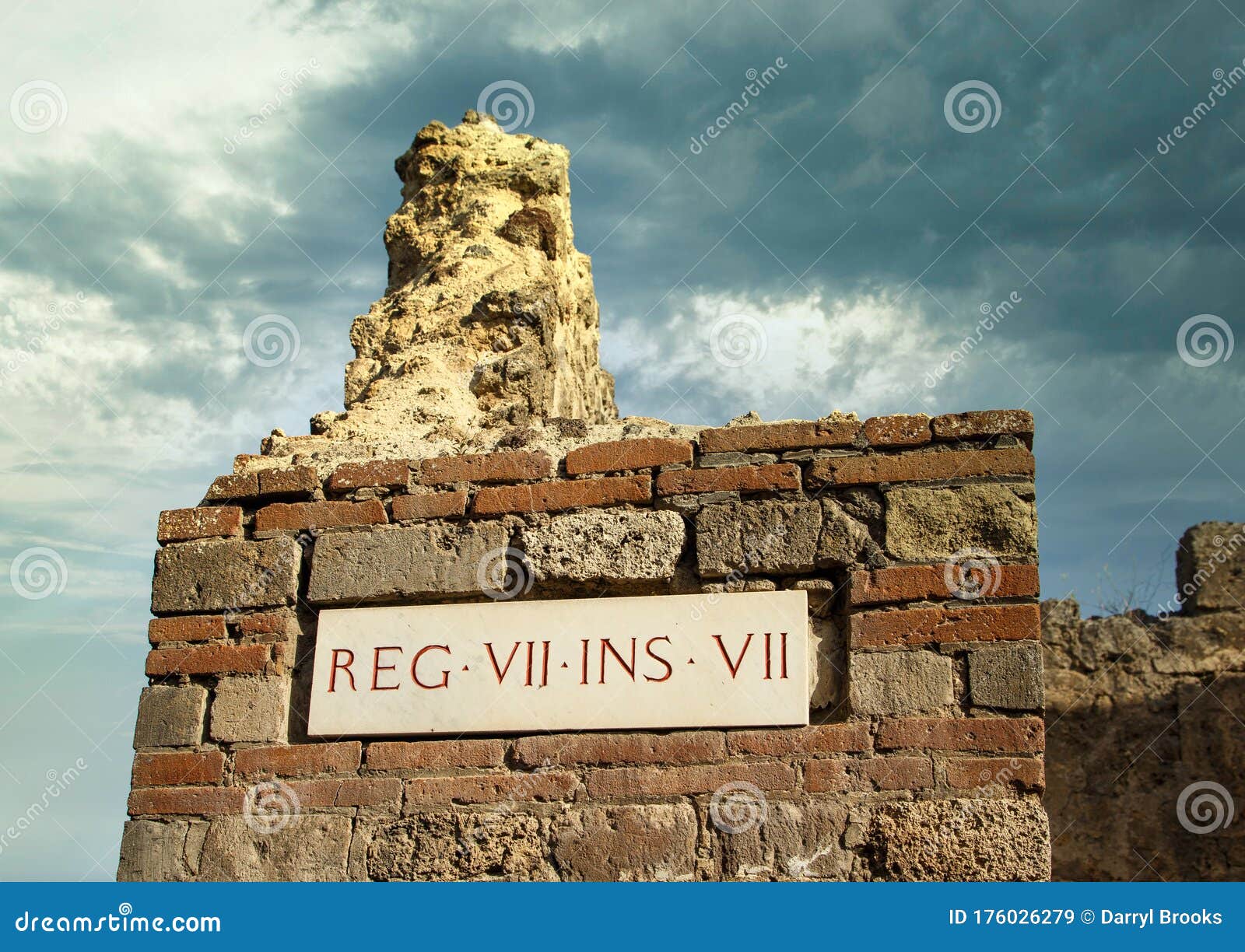 Latin Plaque on Ancient Column in Pompeii Stock Image - Image of latin ...
