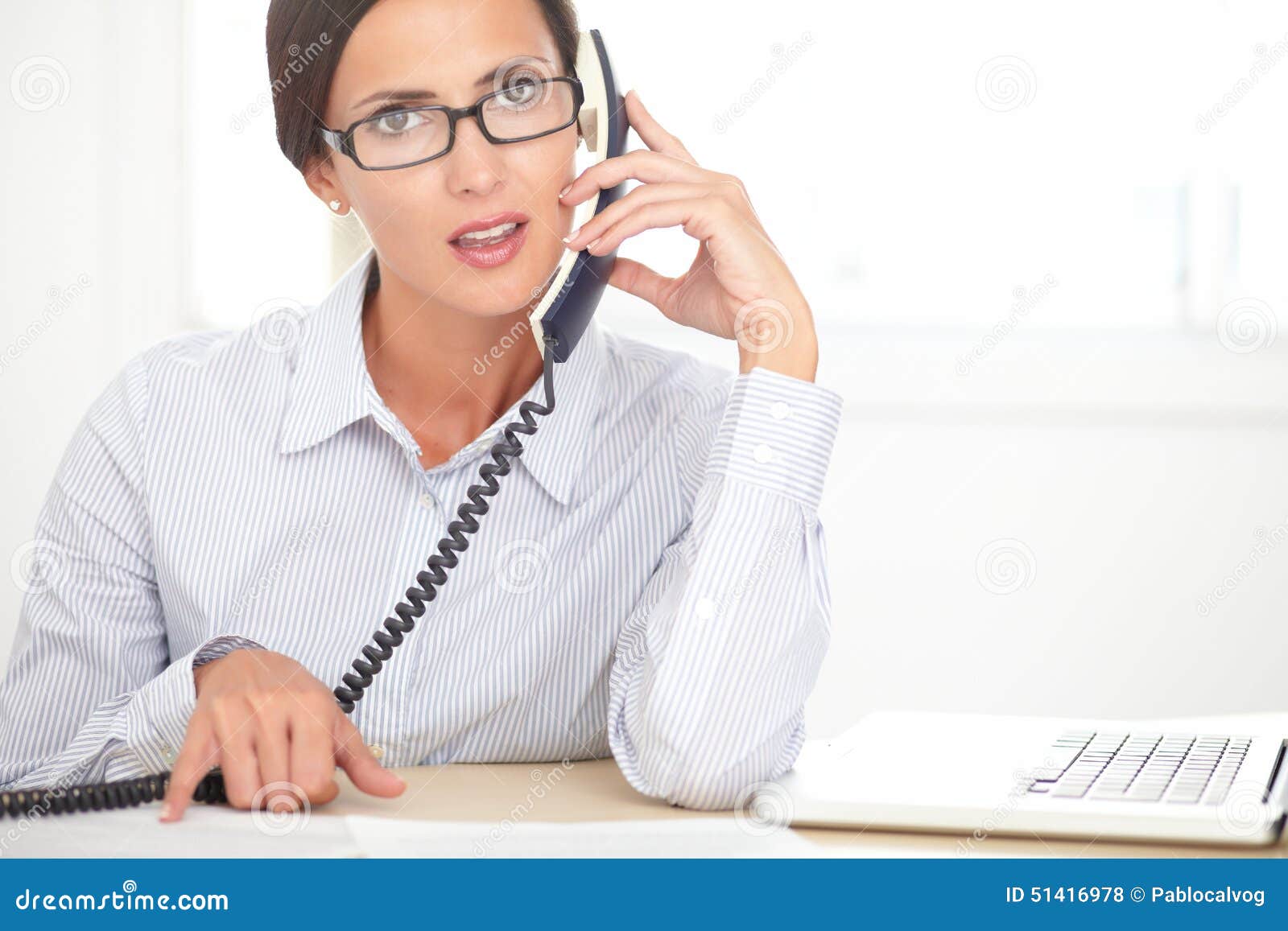 Latin Secretary Doing Customer Service in Office Stock Photo - Image of ...