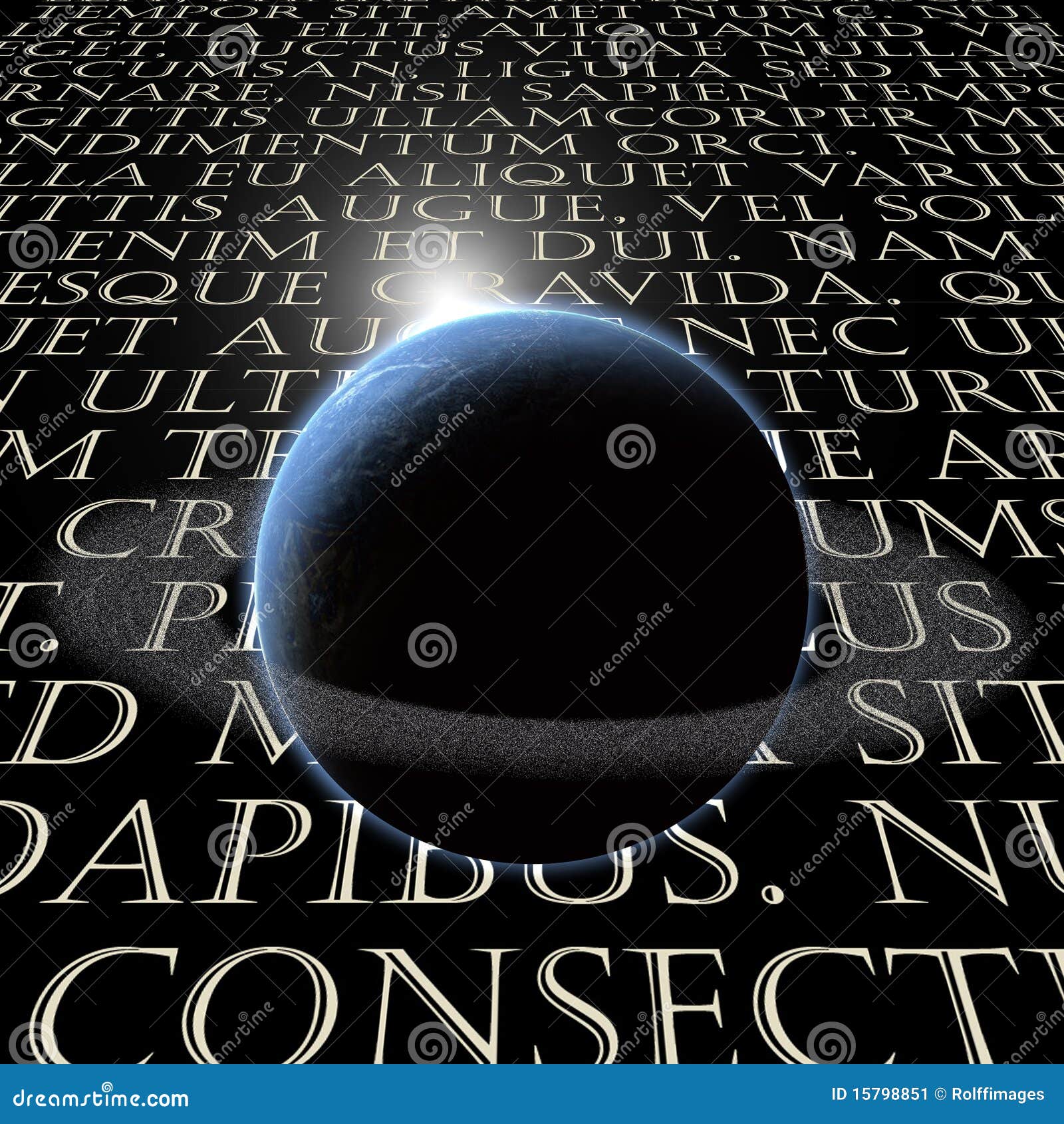 Latin Text with planet stock illustration. Illustration of letter ...