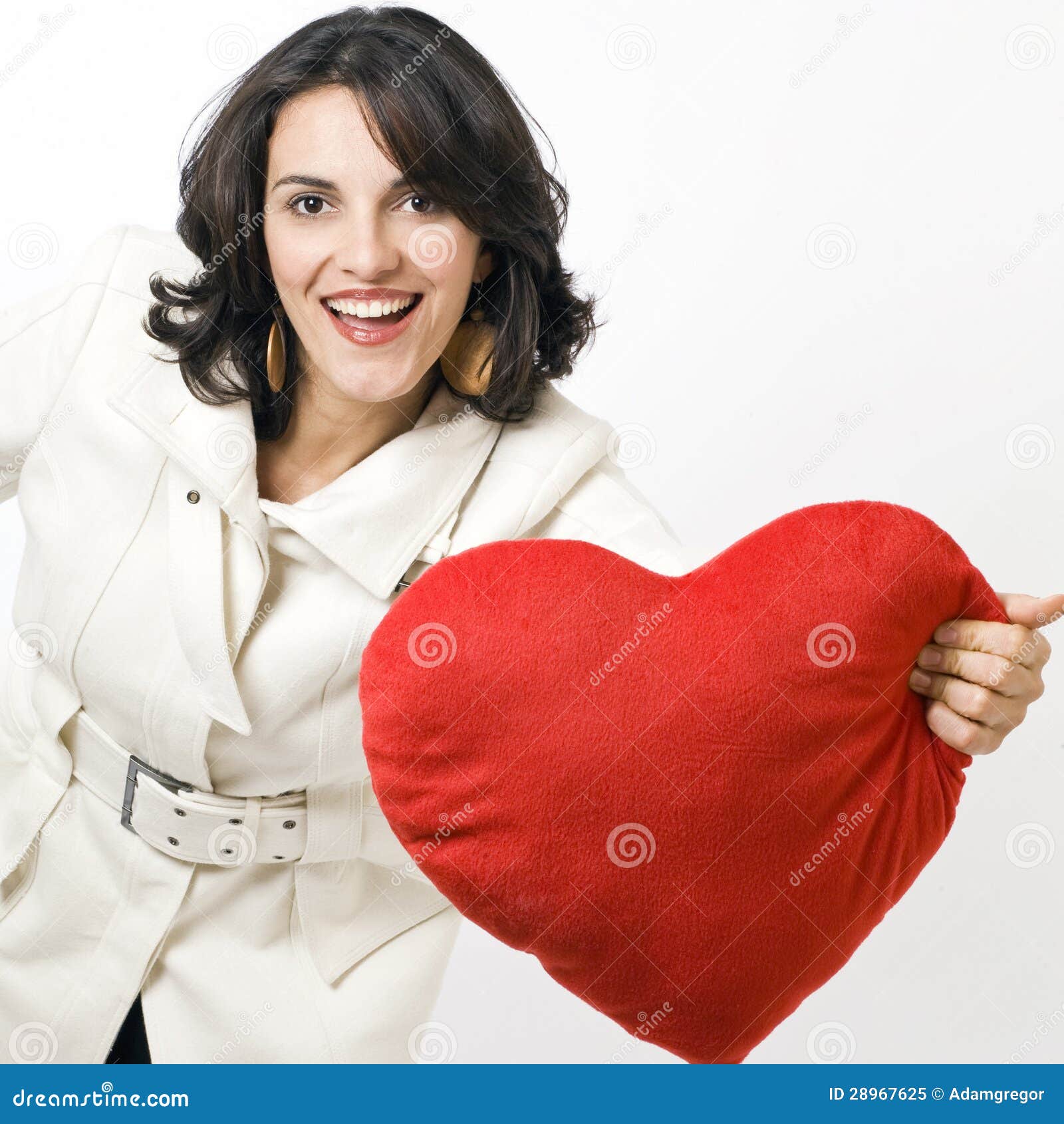 Latin woman with red heart stock image. Image of female - 28967625