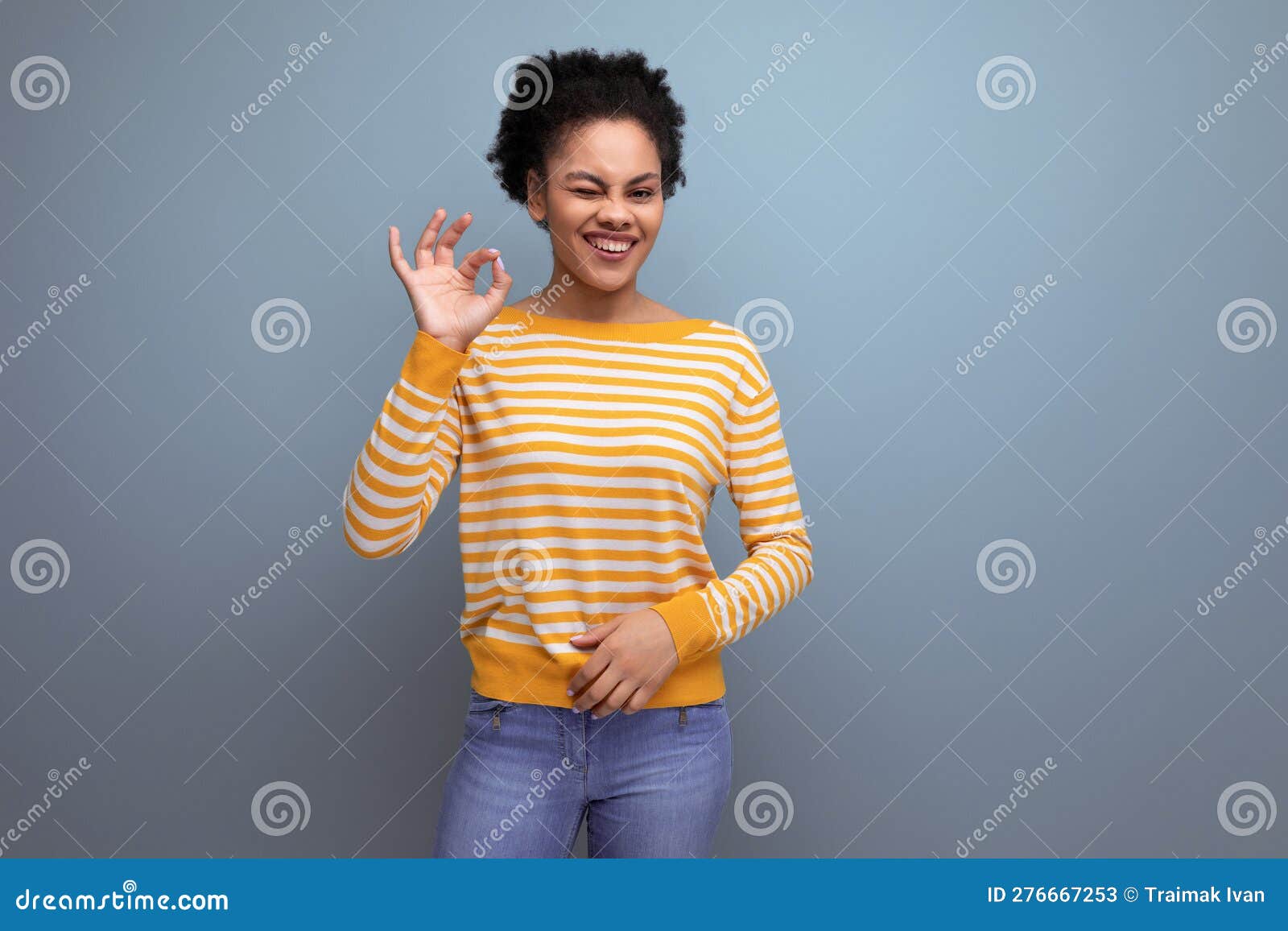 Latin Young Woman Shows that Everything is Fine Stock Image - Image of ...