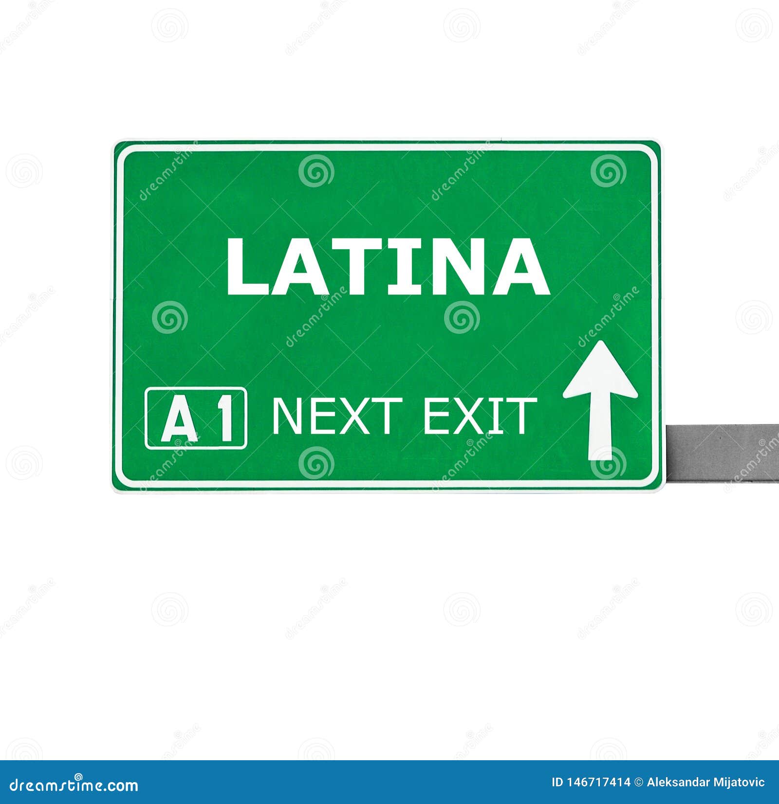 LATINA Road Sign Isolated on White Stock Photo - Image of arrow ...