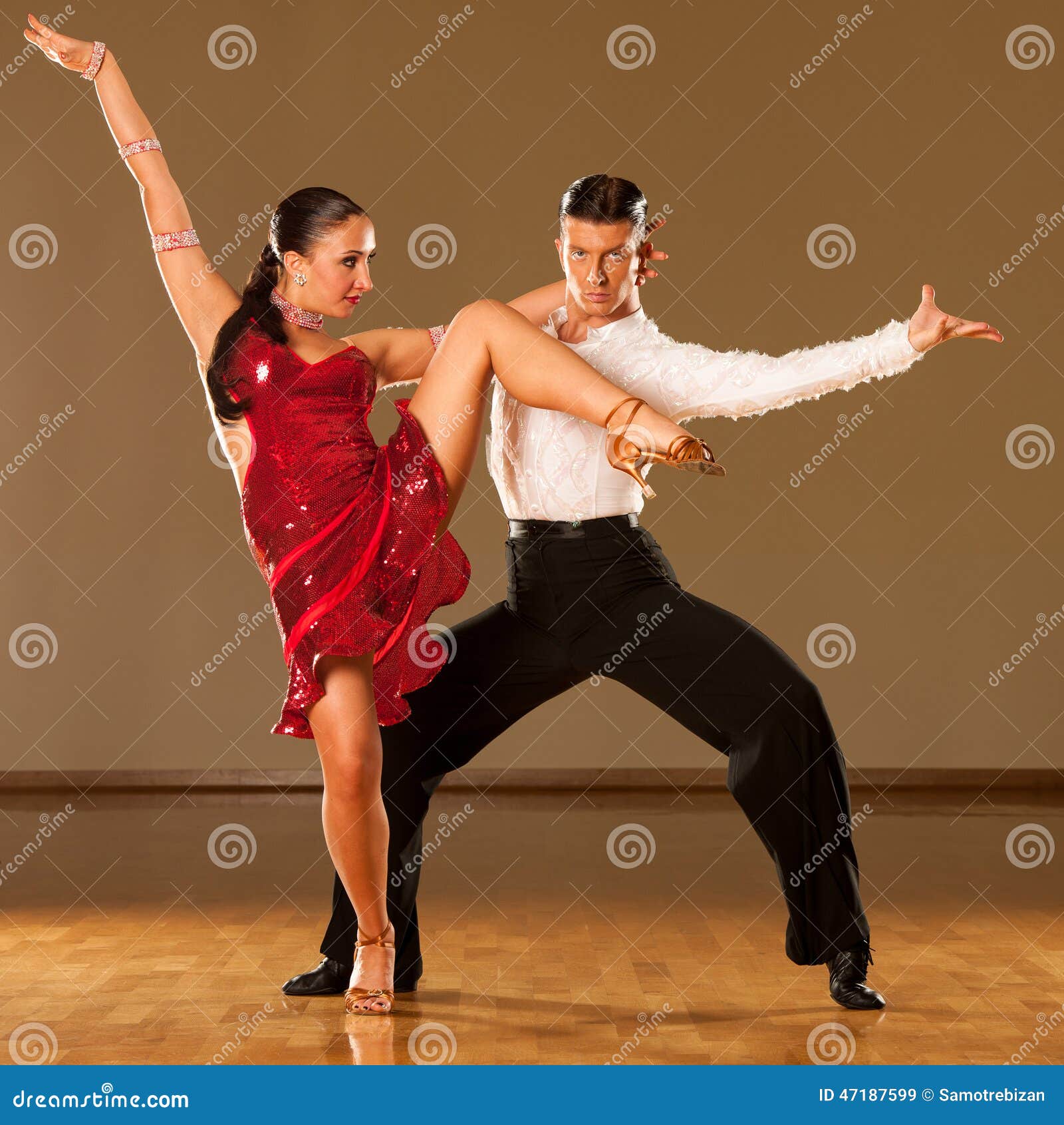 Latino Dance Couple in Action - Dancing Wild Samba Stock Image - Image ...