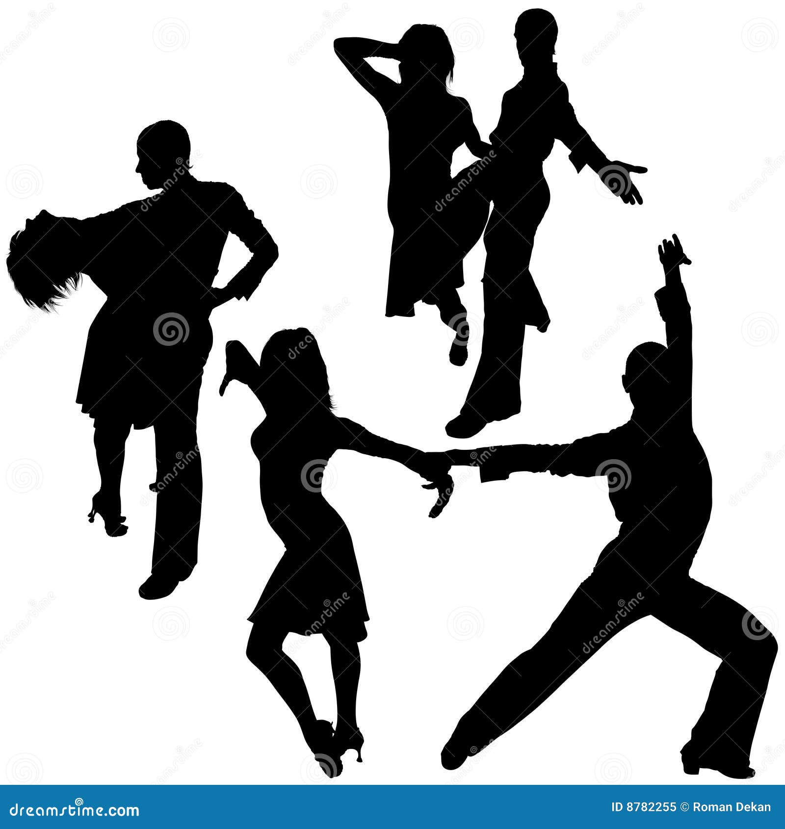 Latino Dance Silhouettes stock vector. Illustration of pose - 8782255