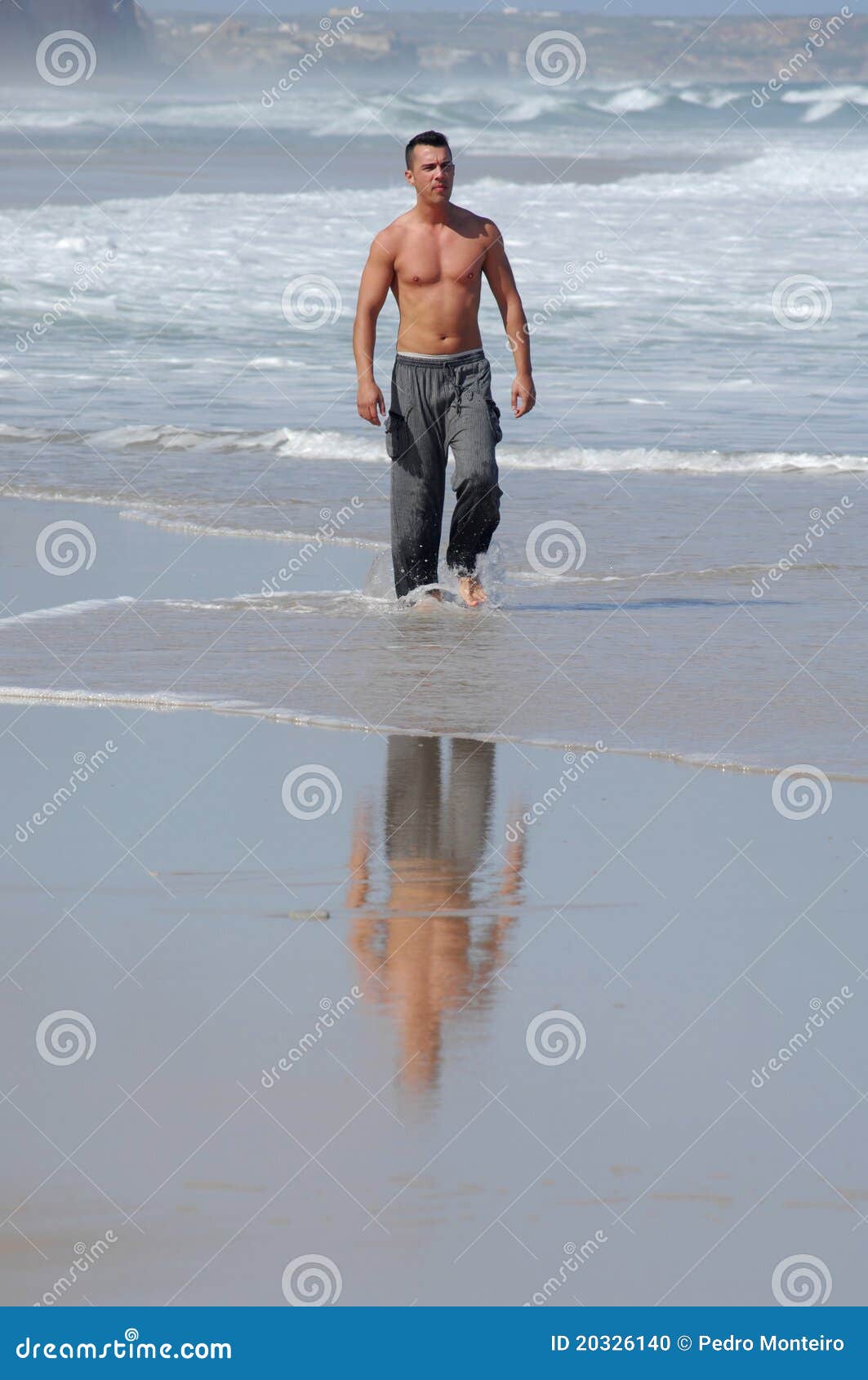 Latino Man Walking on a Beach Stock Photo - Image of good, sensual ...
