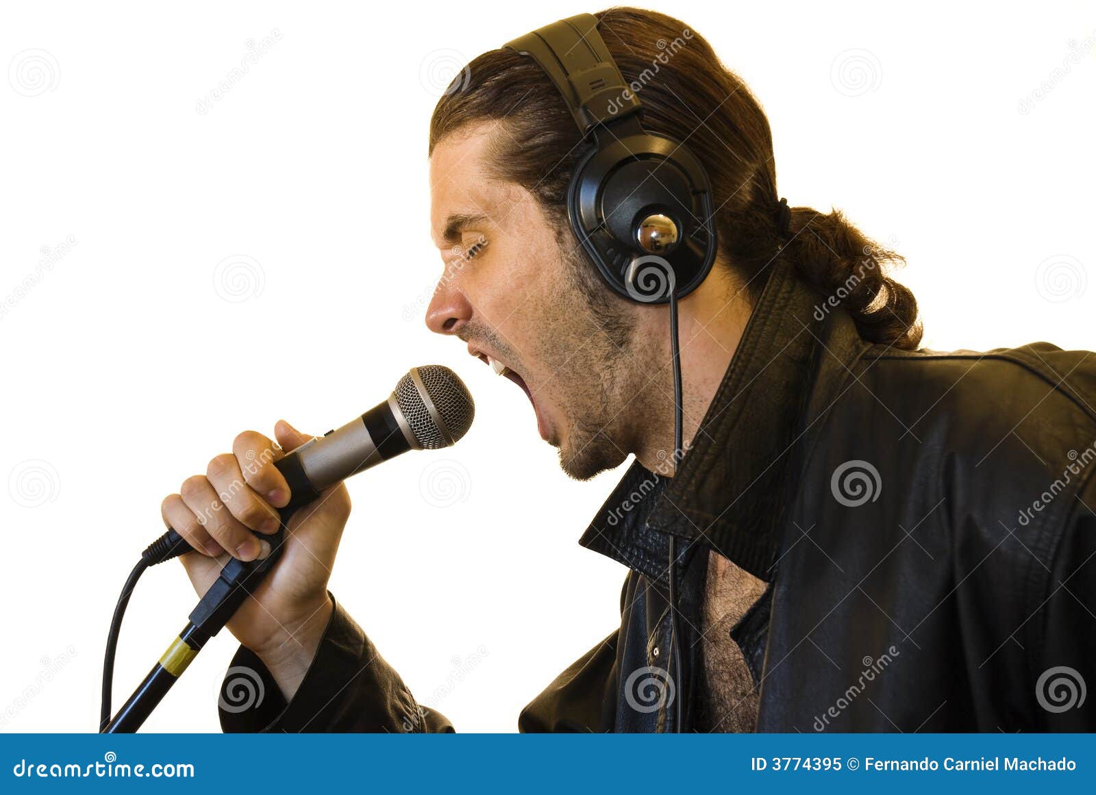 Latino Rock Star Shouting in a Microphone Stock Image - Image of beard ...