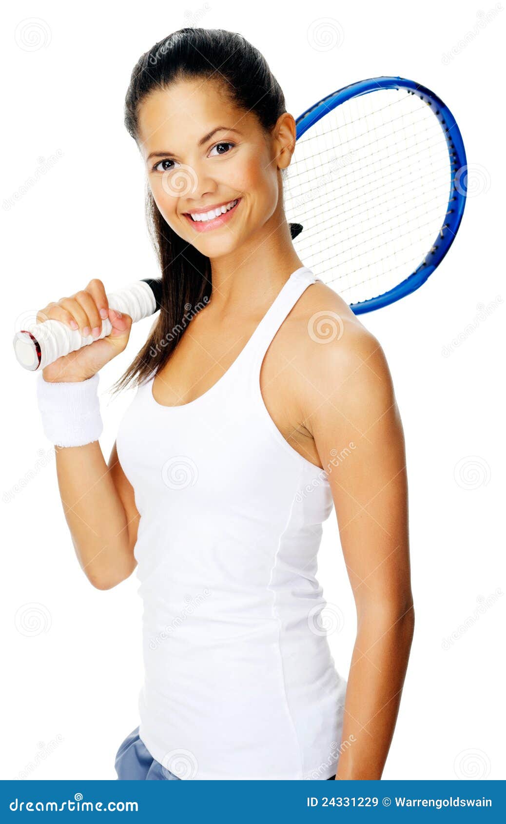 Latino Vrouw Van Het Tennis Stock Afbeelding - Image of gezond ...