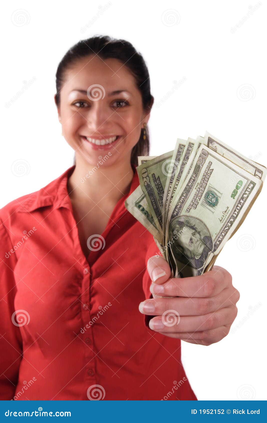 Latino Woman with Money stock photo. Image of currency - 1952152