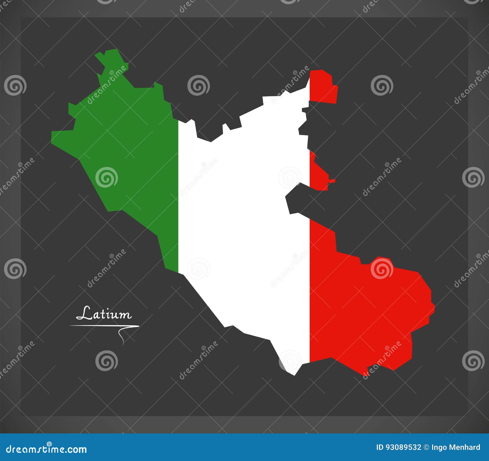 Latium Map with Italian National Flag Illustration Stock Vector ...