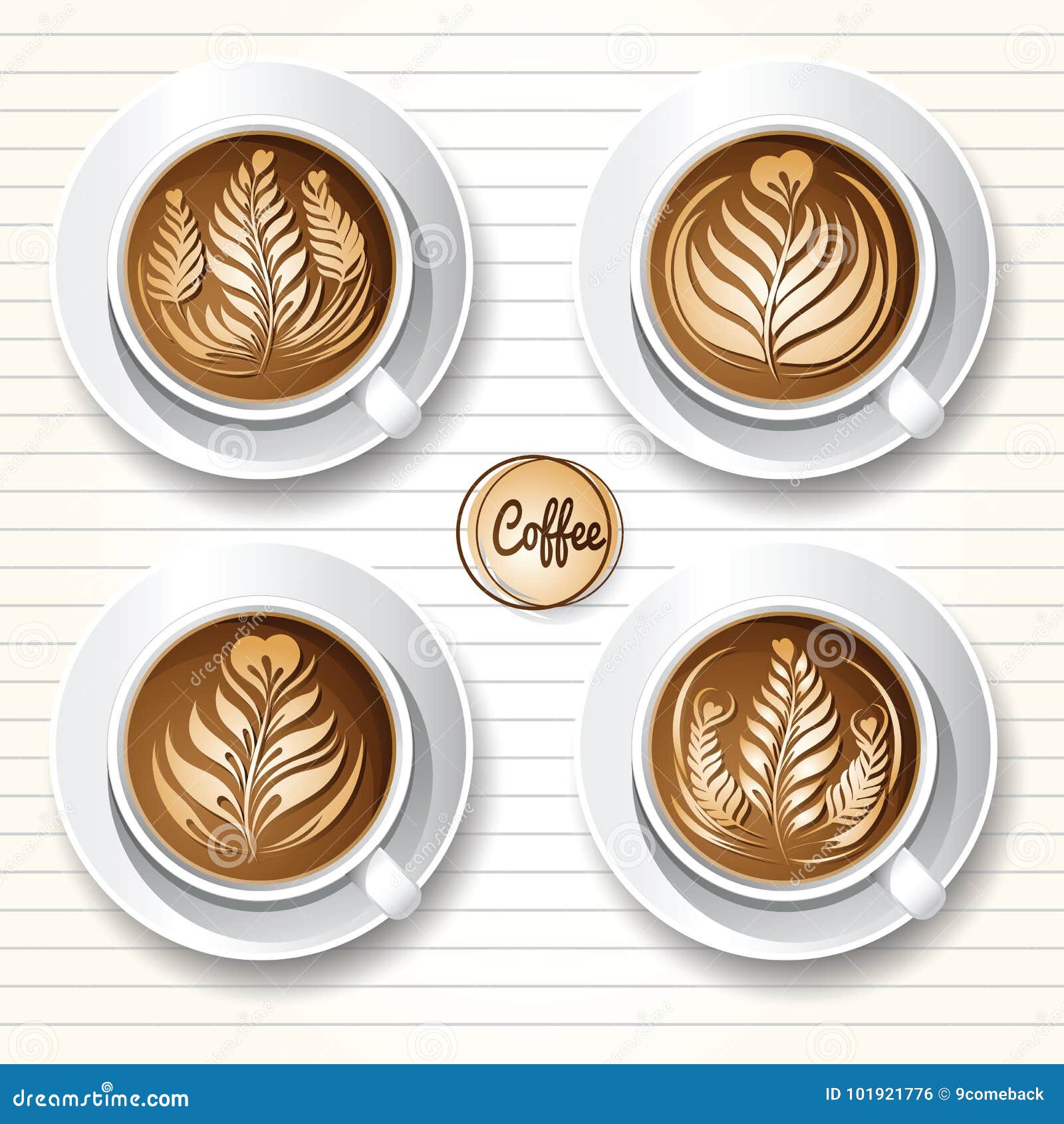 Latte Art Coffee ilustración del vector. Ilustración de lata - 101921776