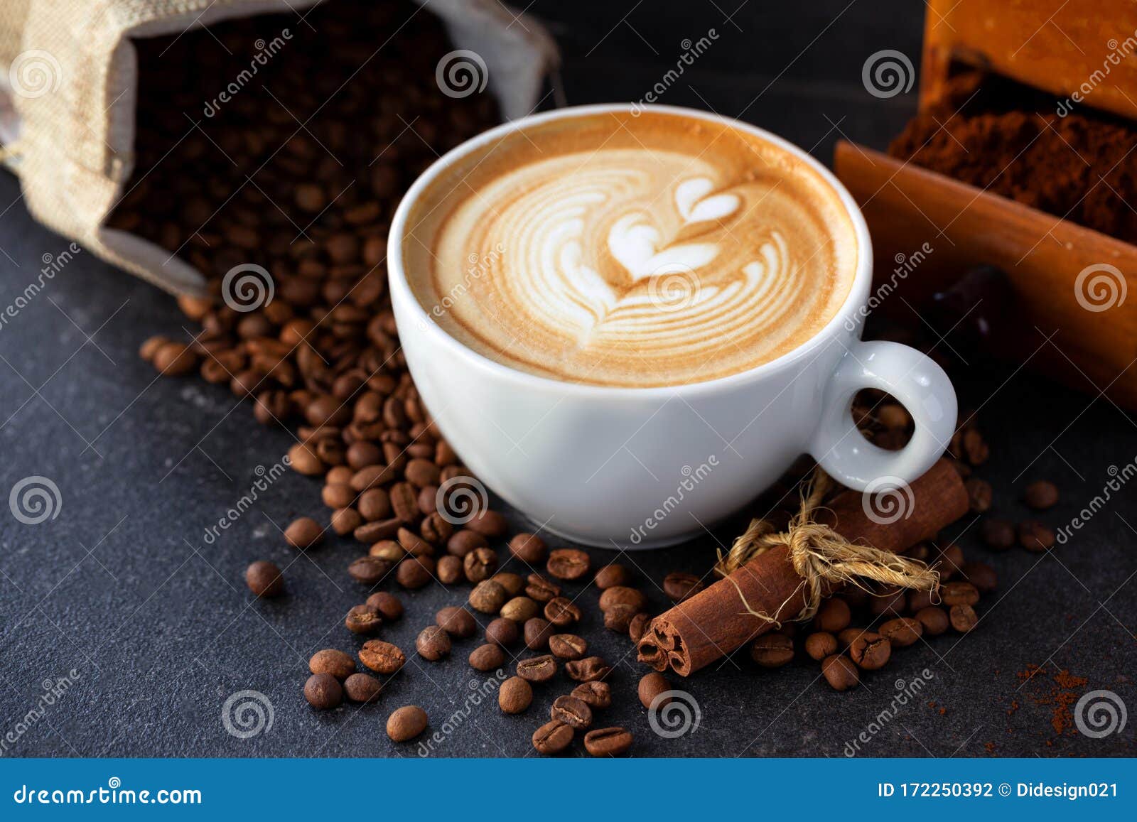 Latte Art Rosetta Pattern in a Coffee Cup Stock Photo - Image of food ...