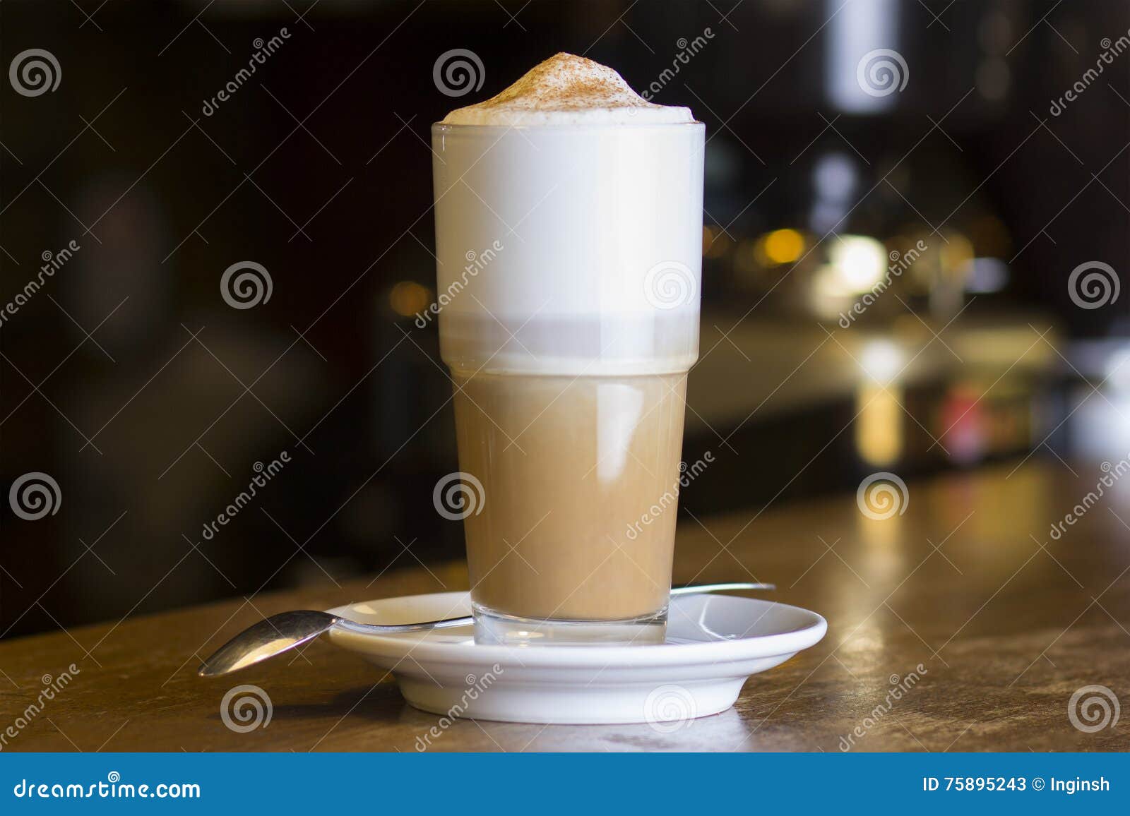 Latte Coffee or Caffe Latte in Tall Latte Glasses Stock Image - Image ...