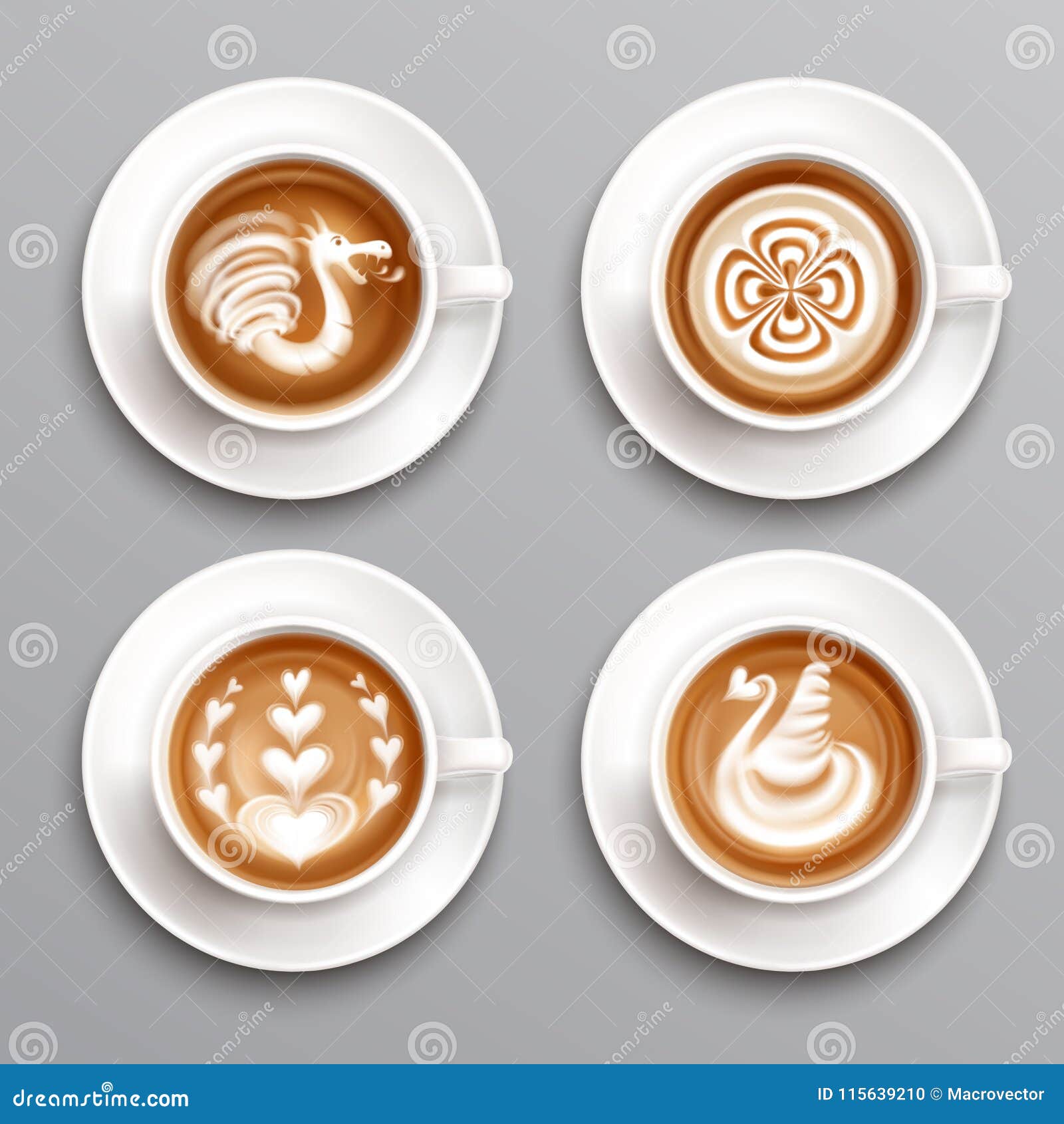 Latte Coffee Set stock vector. Illustration of premium - 115639210