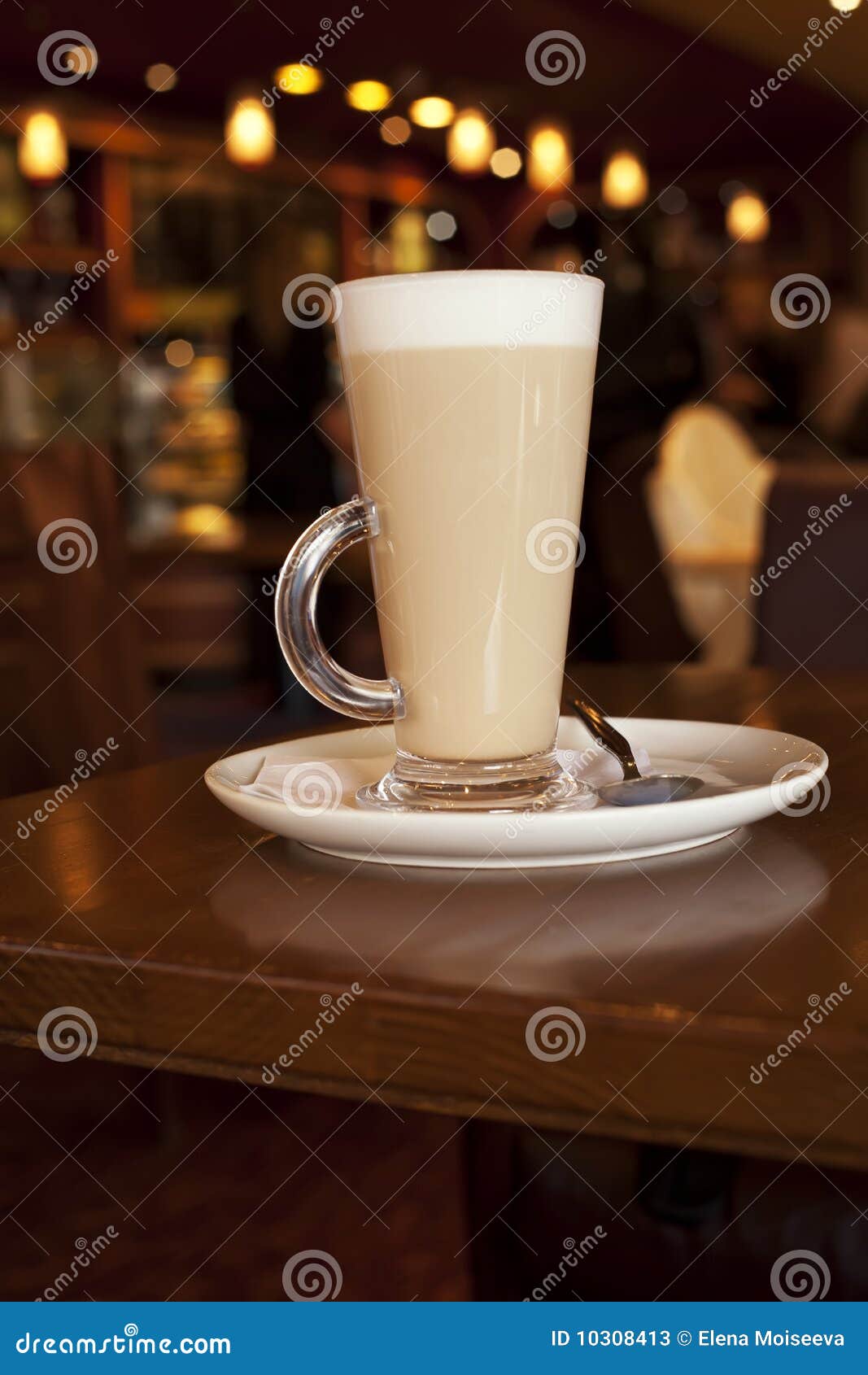 Latte Coffee in Tall Glasse on a Cafe Table Stock Image - Image of late ...