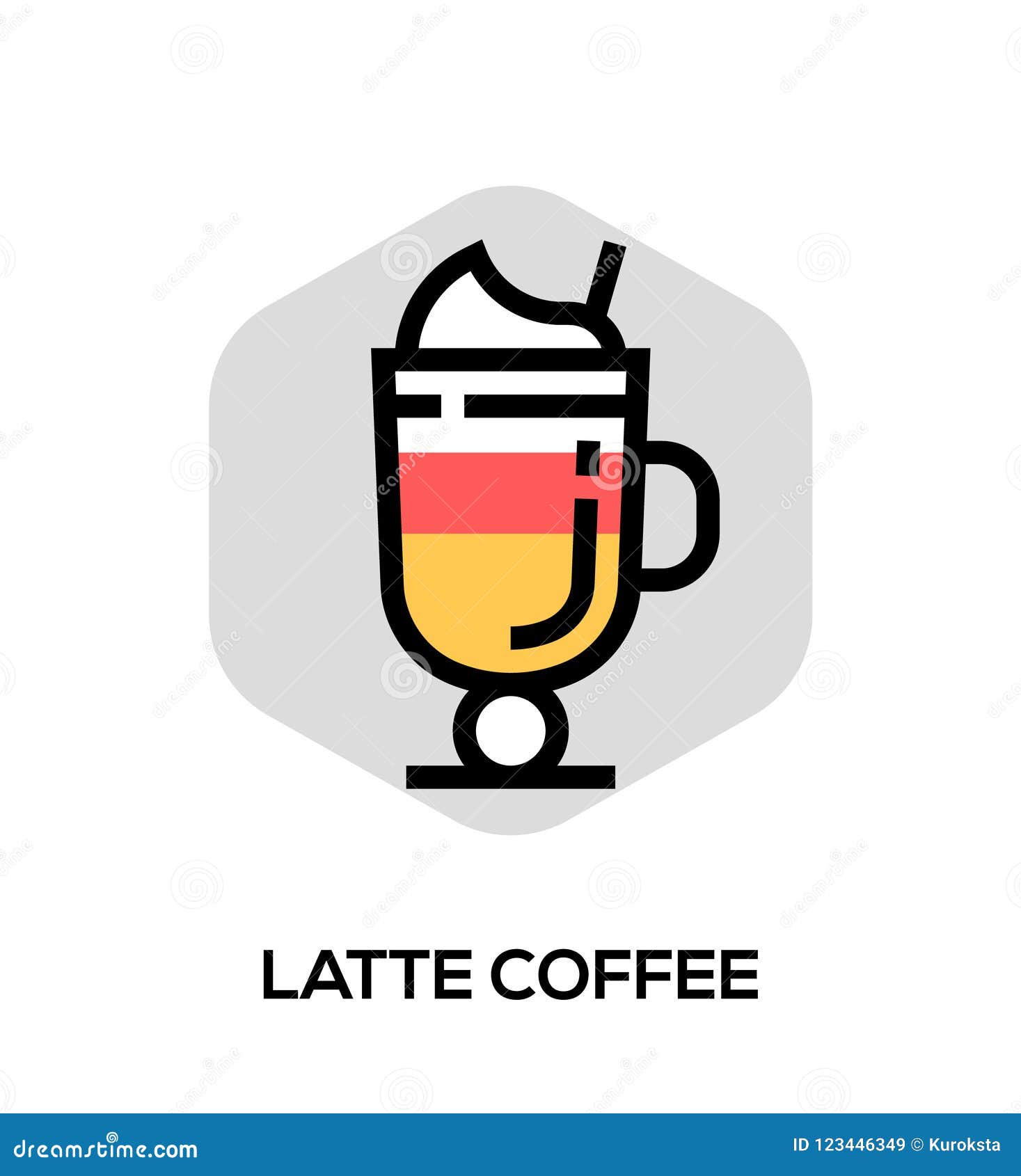 Latte Coffee Vector Flat Line Icon. Vector Concept for Web Graphics ...