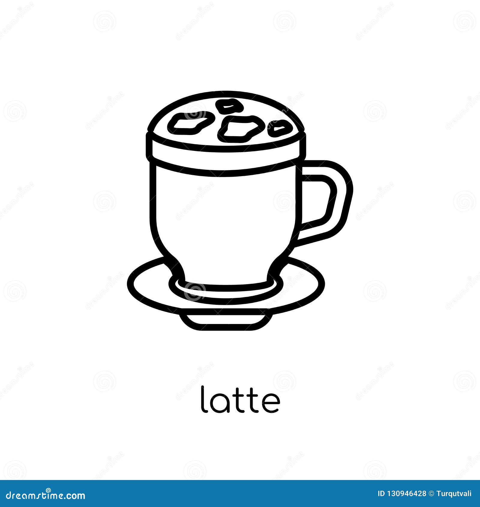 Latte Icon Hand Drawn Black White Thick Lines Vector Illustration ...