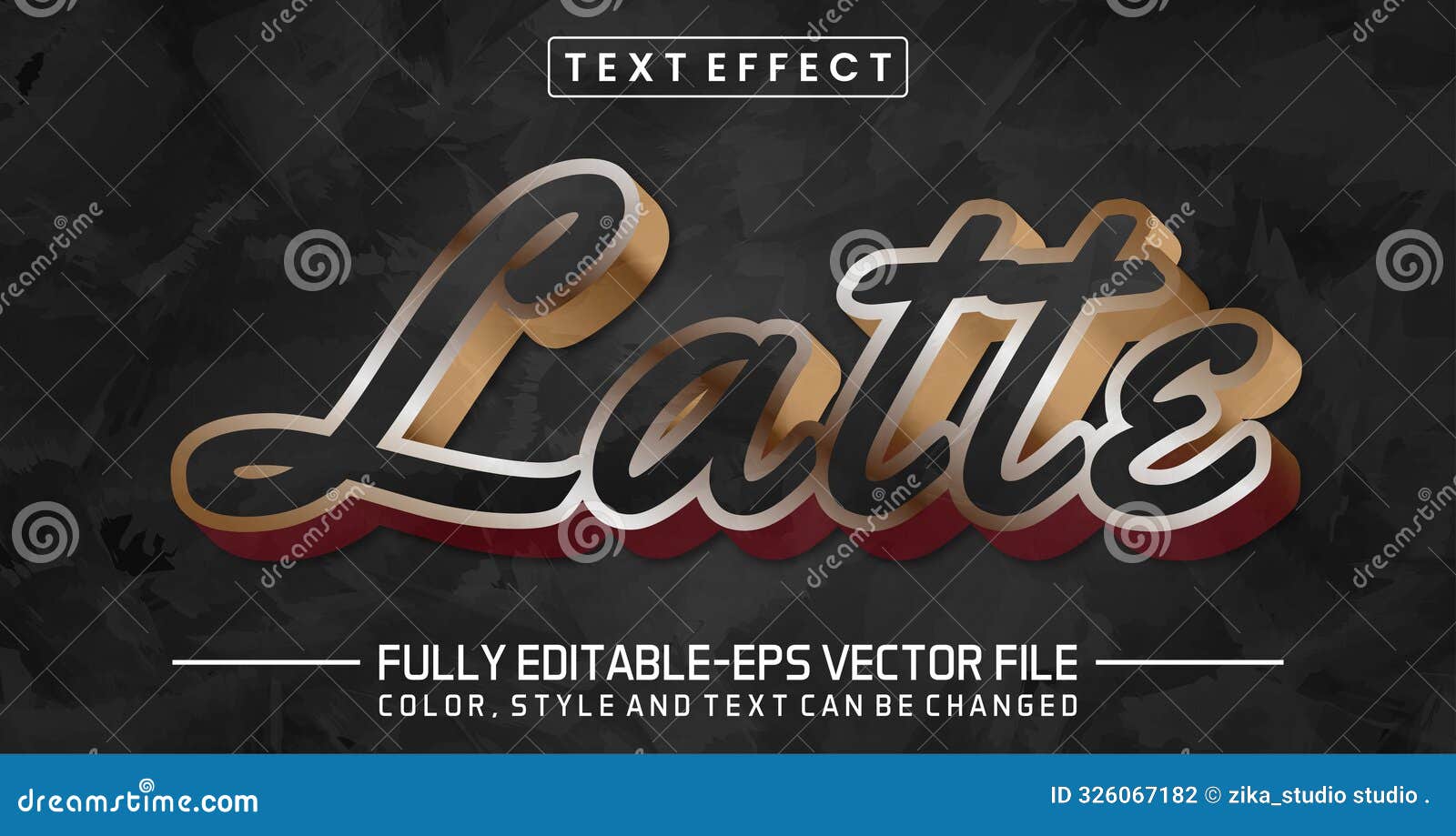 Latte Text Editable Style Effect Stock Illustration - Illustration of drink, title: 326067182