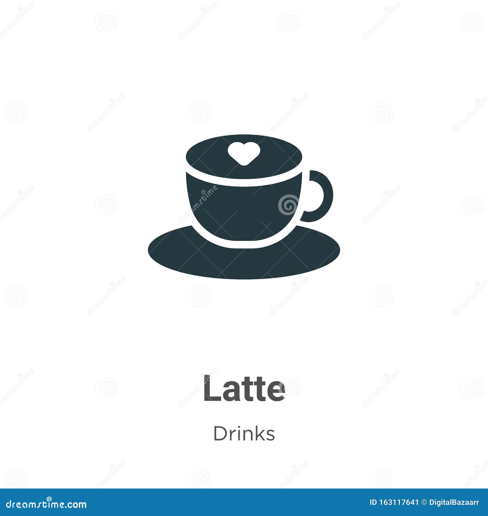 Latte Vector Icon on White Background. Flat Vector Latte Icon Symbol ...