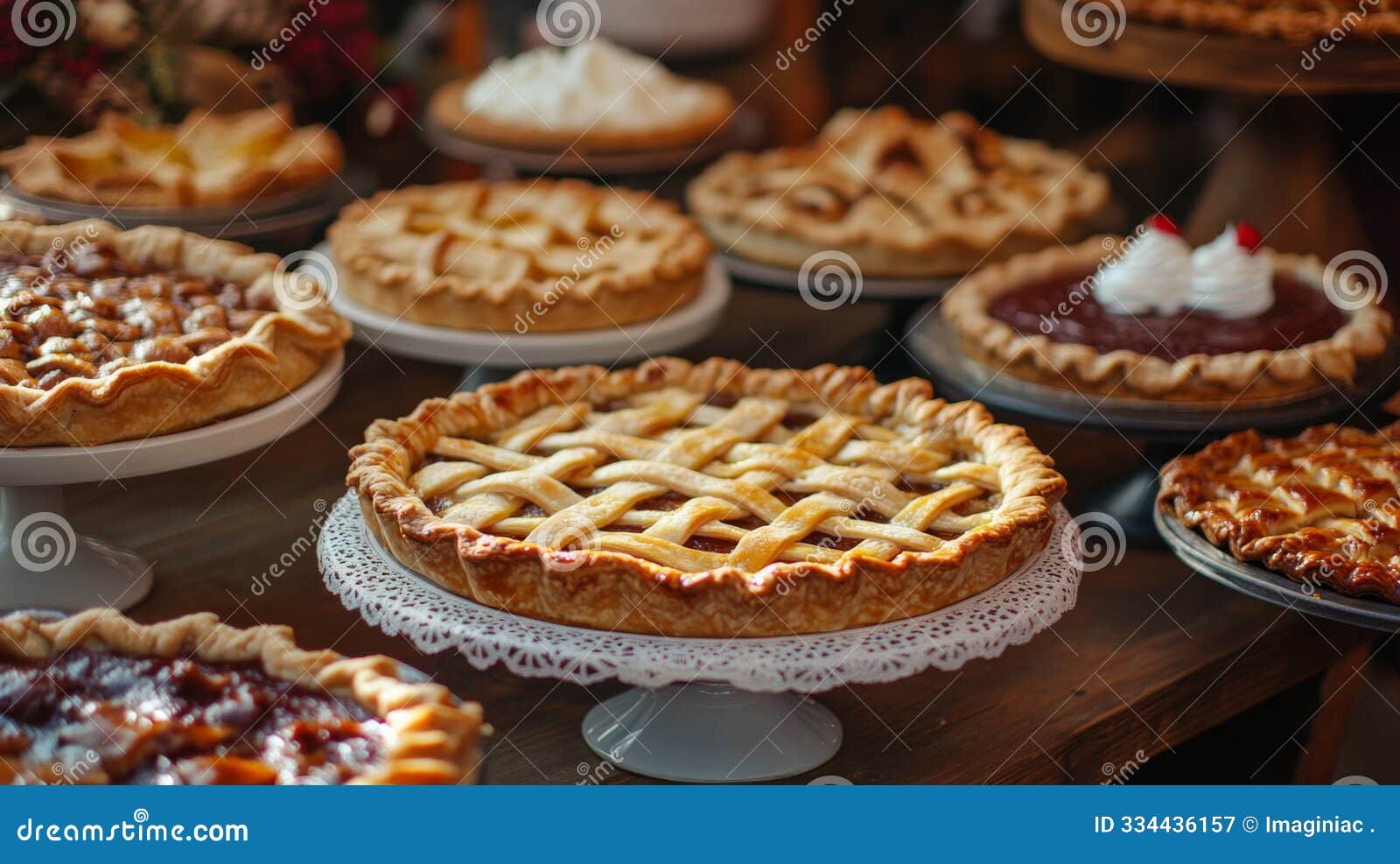 Lattice-crust Pie on a White Pedestal with Lace Trim Stock Illustration ...