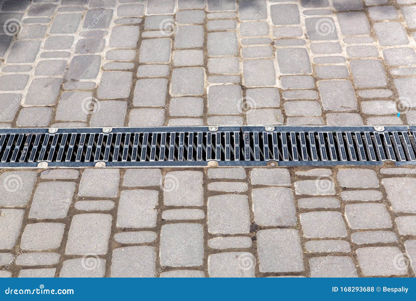 Drainage Of The Path By Means Of A Gutter Under Which Water Flows. The ...