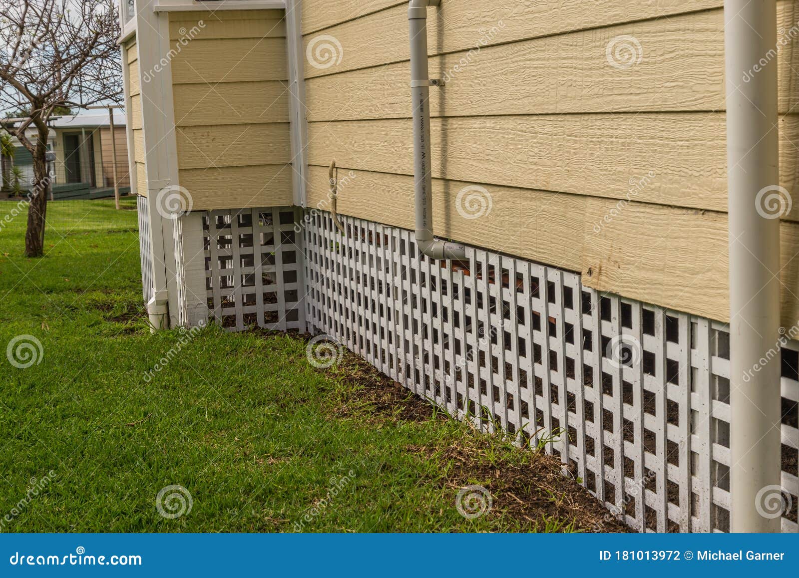 Lattice Hiding Stumps and View Under House Stock Photo - Image of clean ...