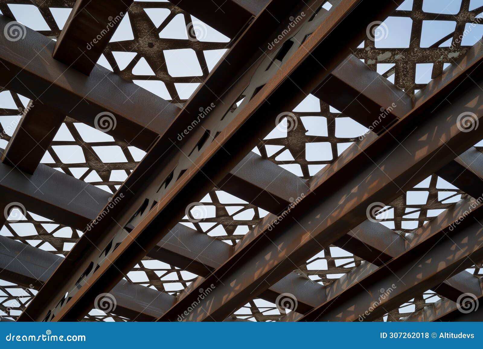 Lattice of Steel Beams with Geometric Patterns Stock Photo - Image of ...