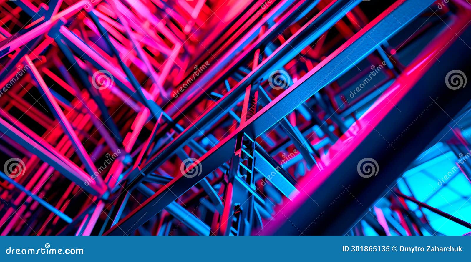 Lattice Structure with Intersecting Neon Lines Forming Complex Geometric Patterns . Generative ...