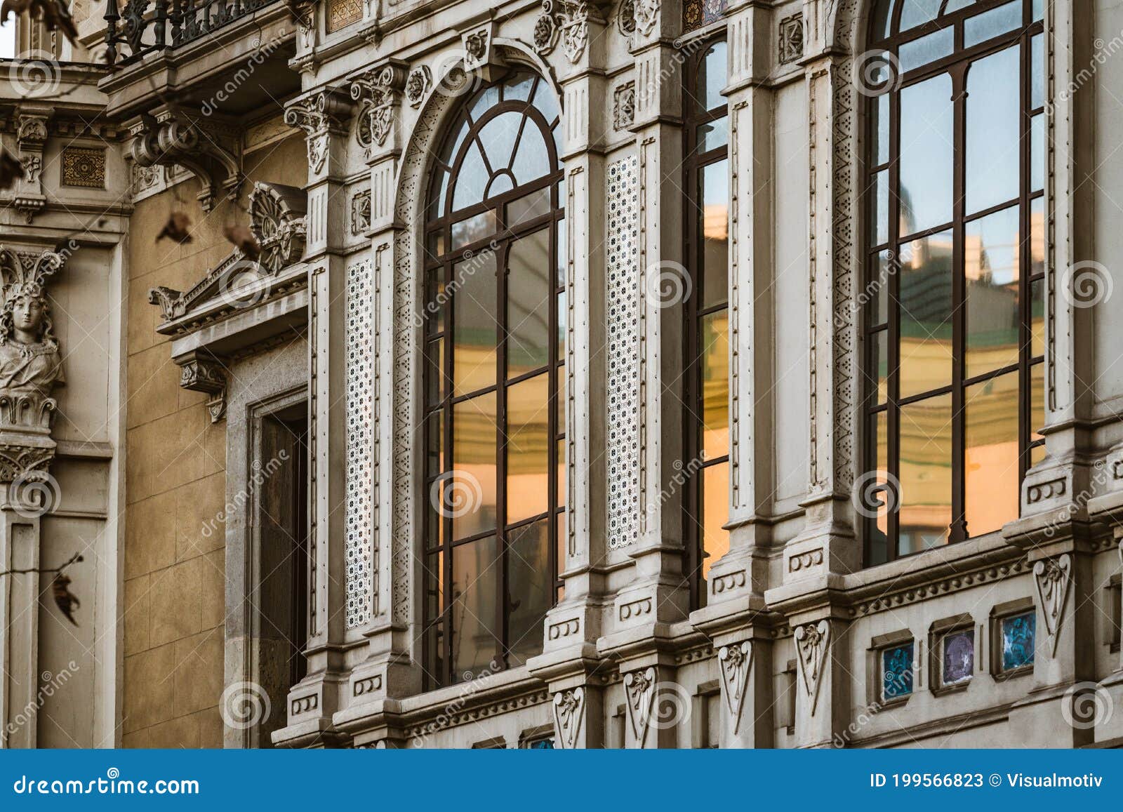 Lattice Windows of a Neoclassical Building Stock Image - Image of ...