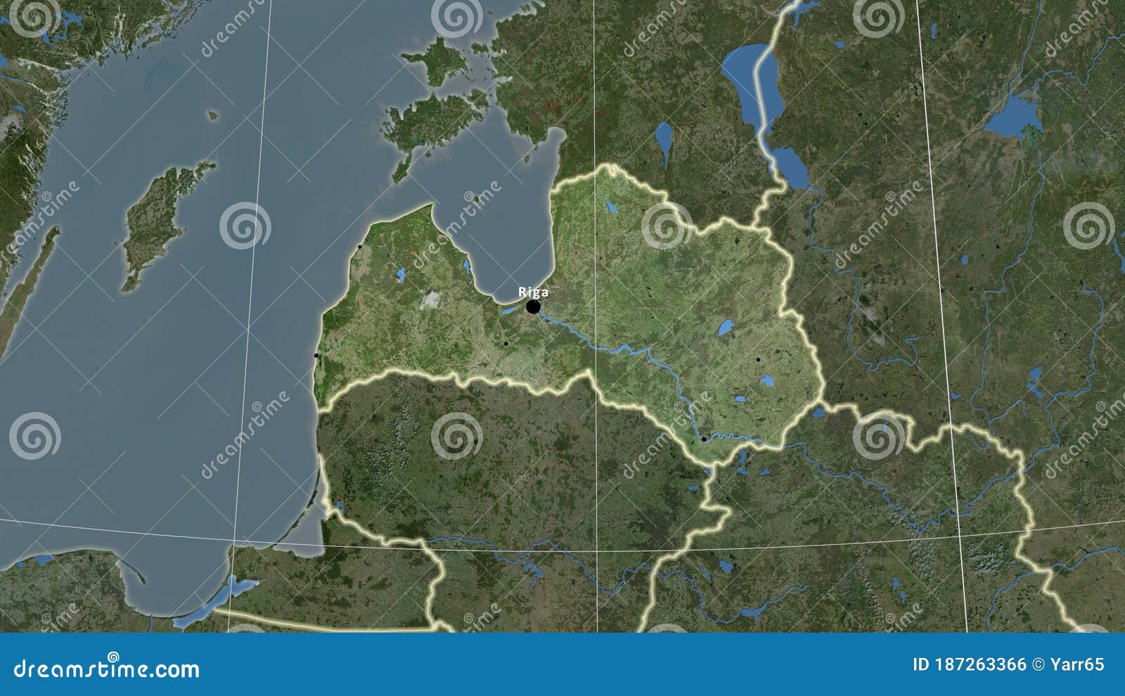 Latvia - Satellite. Composition, Borders Stock Illustration ...