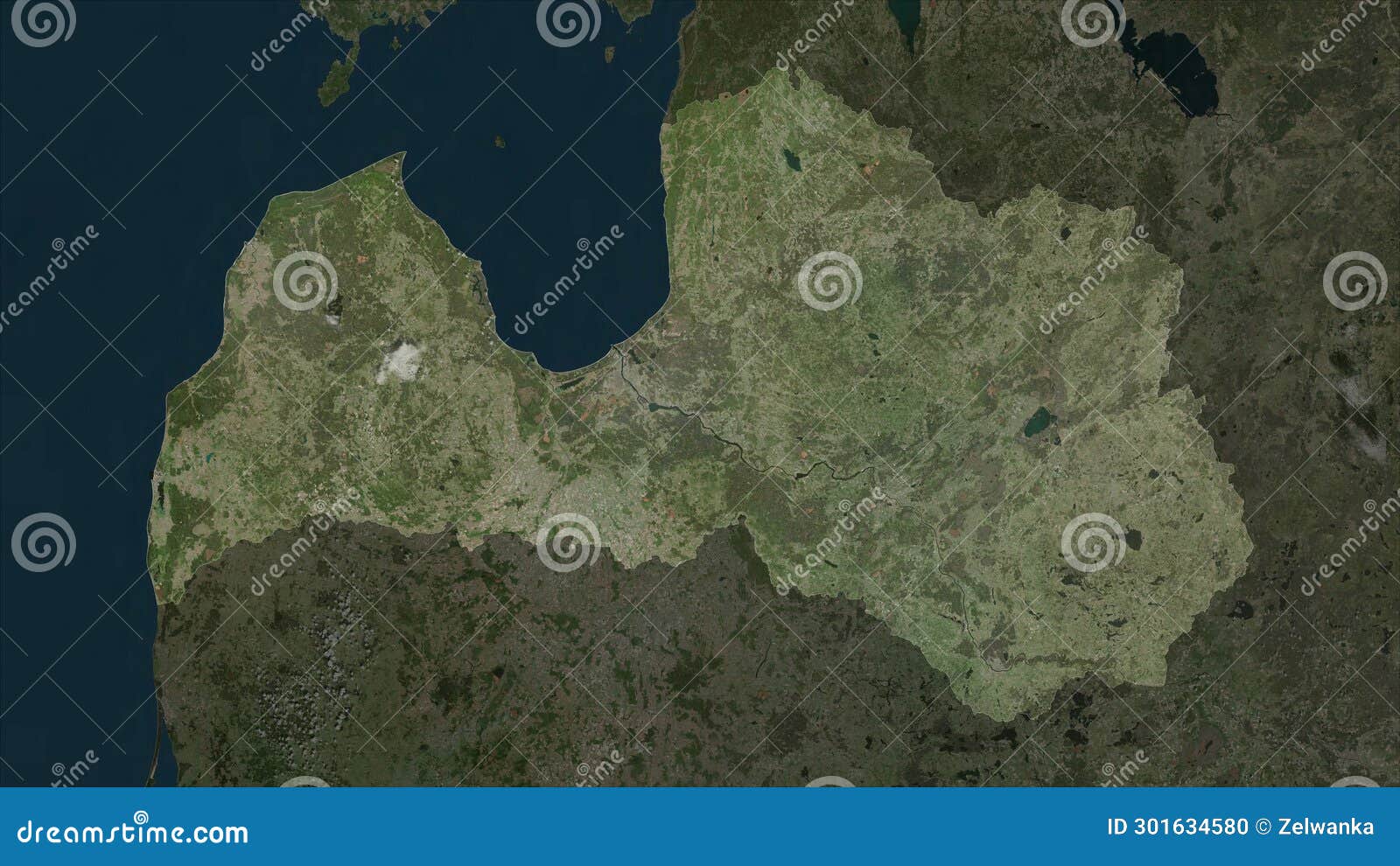 Latvia Highlighted. High-res Satellite Stock Illustration ...