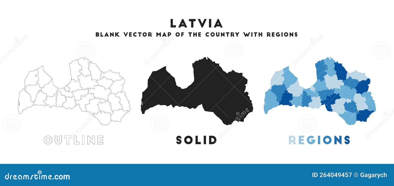 Latvia map. stock vector. Illustration of blue, outline - 264049457