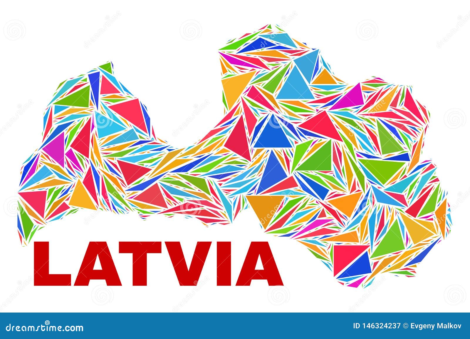 Latvia Map - Mosaic of Color Triangles Stock Vector - Illustration of ...