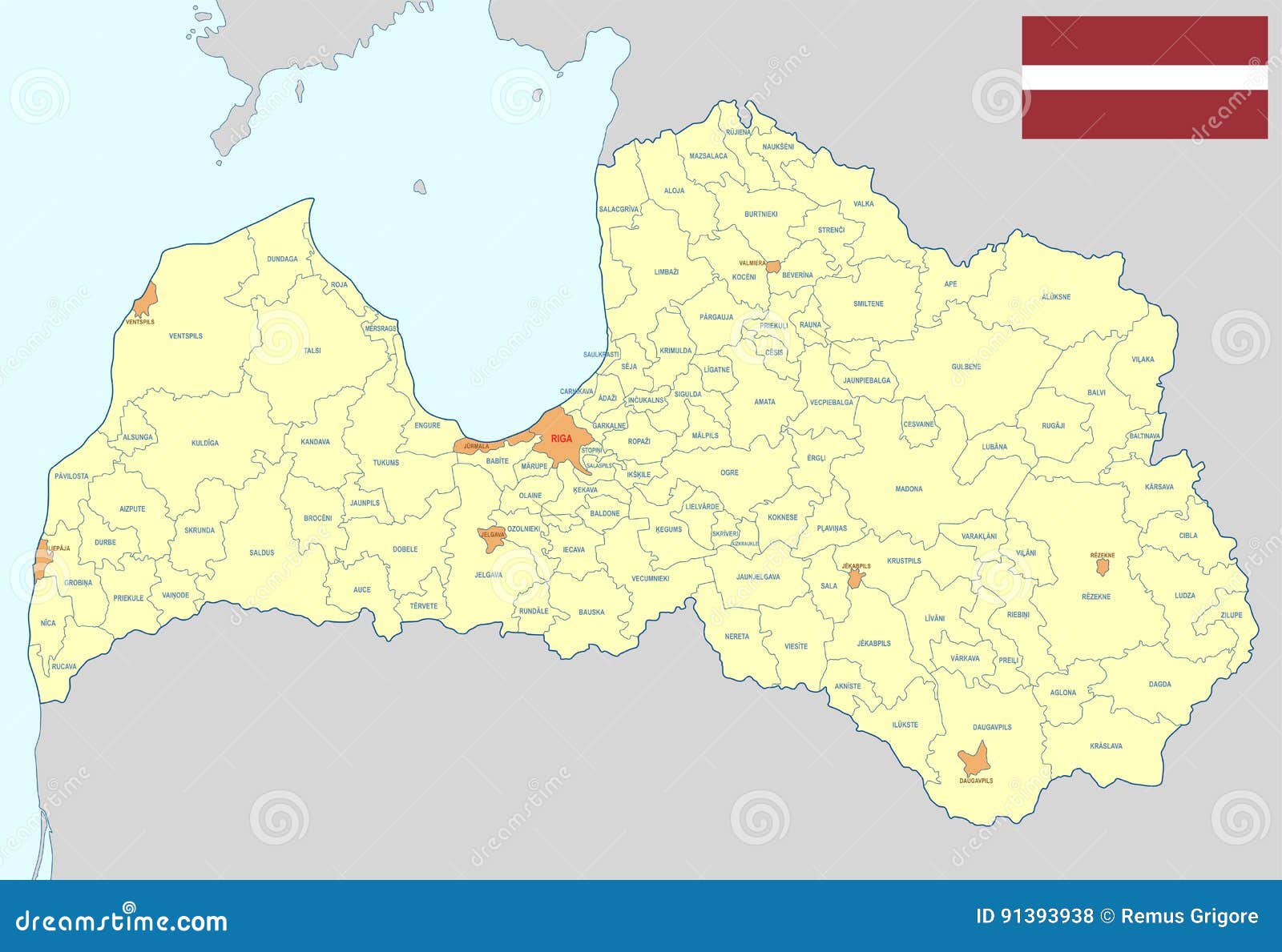 Latvia map - cdr format stock vector. Illustration of balvi - 91393938