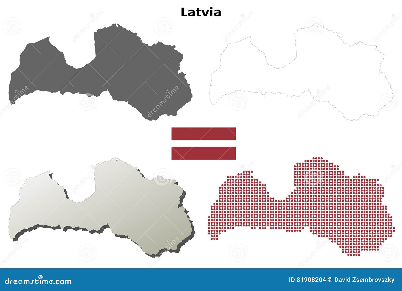 Latvia Outline Map Country Shape State Borders National Symbol Flag ...