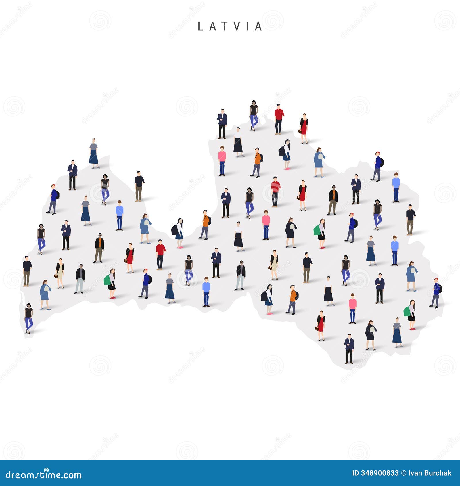 Latvia People Icon Map. Stylized Vector Silhouette Of Latvia ...