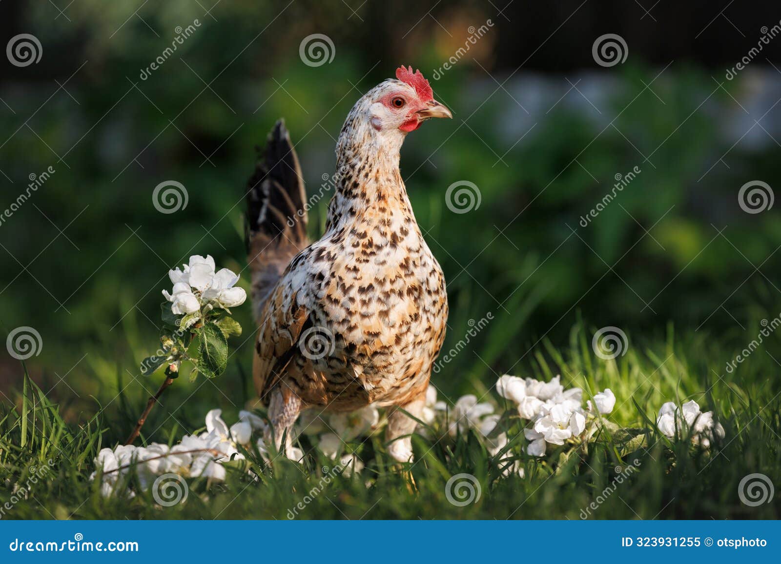 Latvian Dwarf Chicken Hen Portrait on Green Grass Stock Image - Image ...