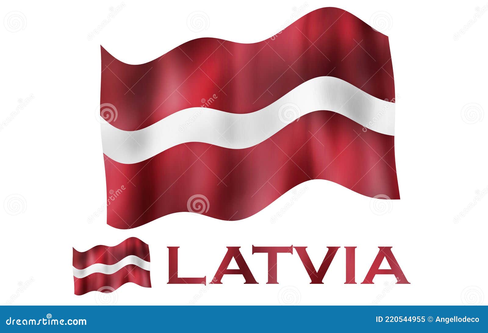 Latvian Flag Illustration with Latvia Text and White Space Stock ...