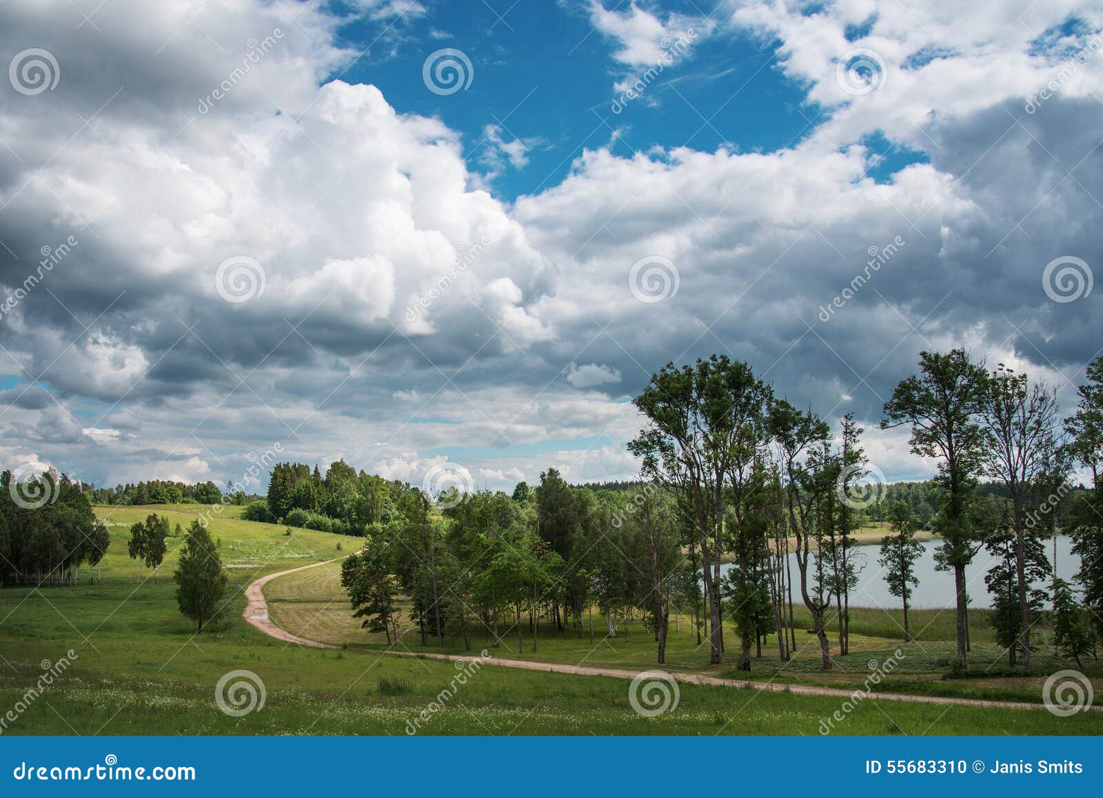 Latvian landscape. stock photo. Image of field, countryside - 55683310