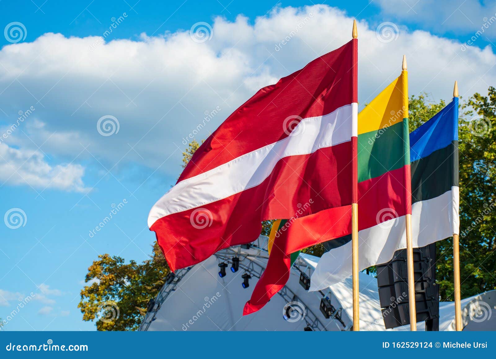 Latvian, Lithuanian And Estonian Flags Waving Together, Latvia ... Latvian, Lithuanian And Estonian Flags Waving Together, Latvia ...